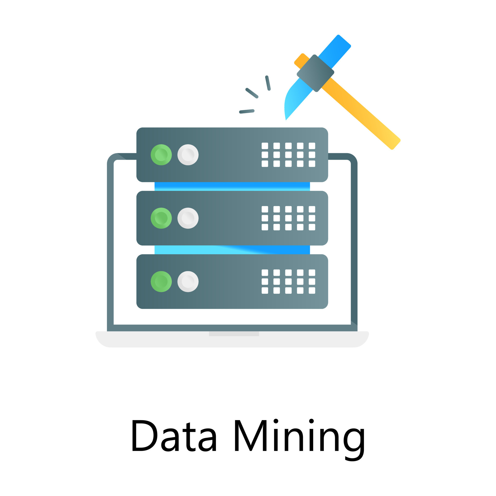 Exploration of data with hammer onto server, data mining gradient concept icon 6748392 Vector ...