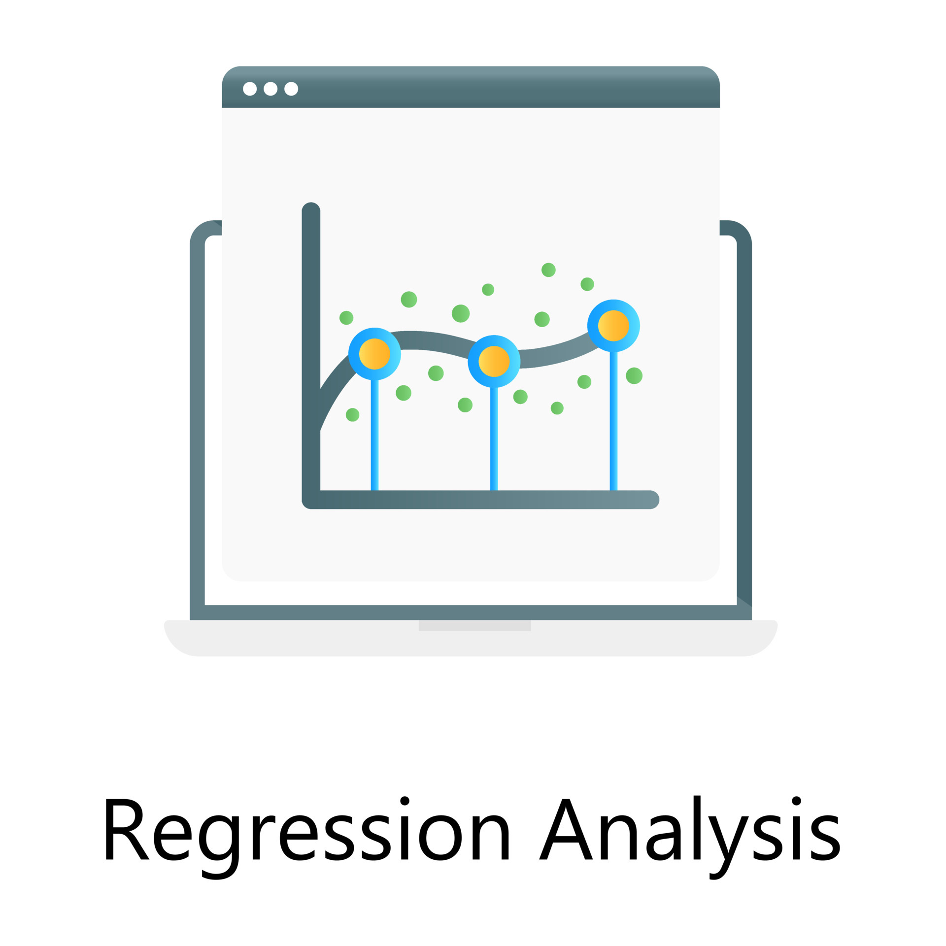 Dot plot chart inside web, regression analysis in flat gradient concept ...
