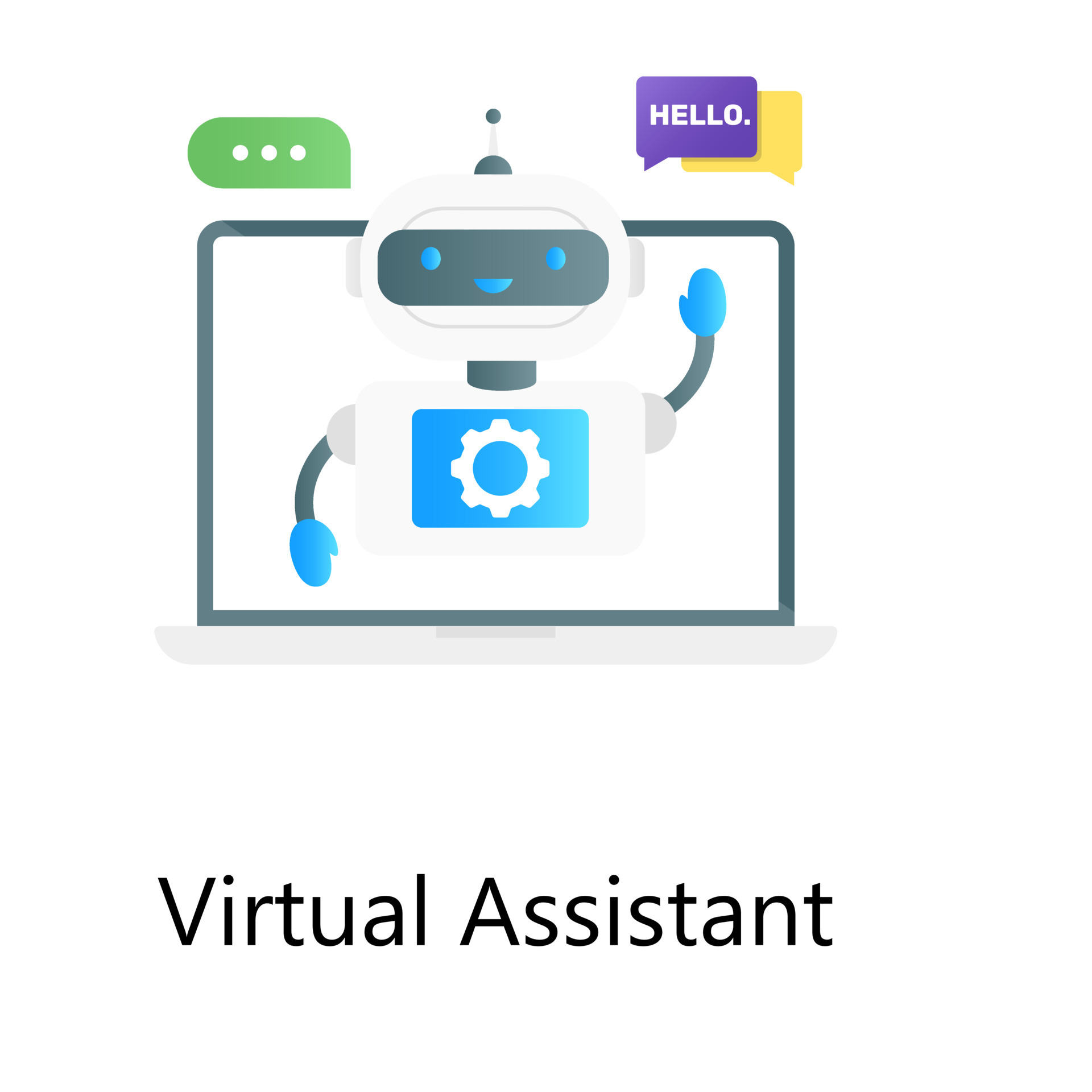Artificial intelligence concept, chatbot or virtual assistant flat ...