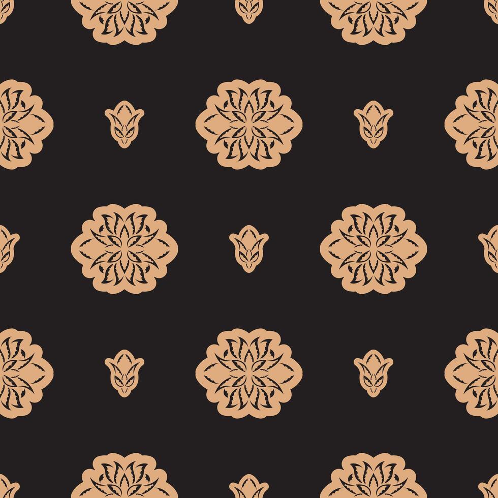 Dark solid color Seamless pattern with lotuses in Simple style. Good ...