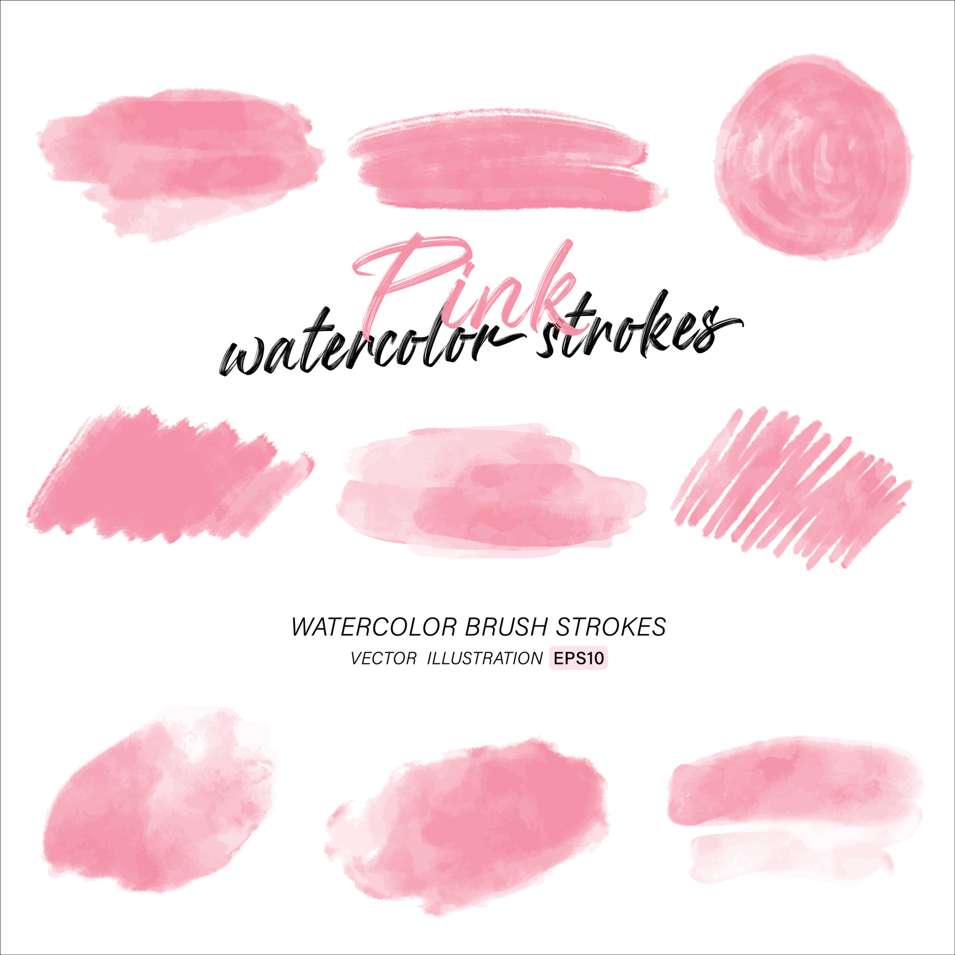Pink watercolor splash and brush stroke clipart collection for ...