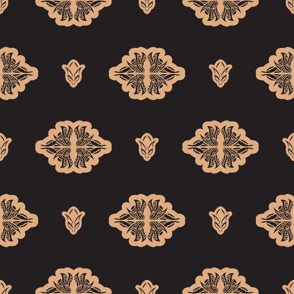 Dark solid color Seamless pattern with lotuses in Simple style. Good ...
