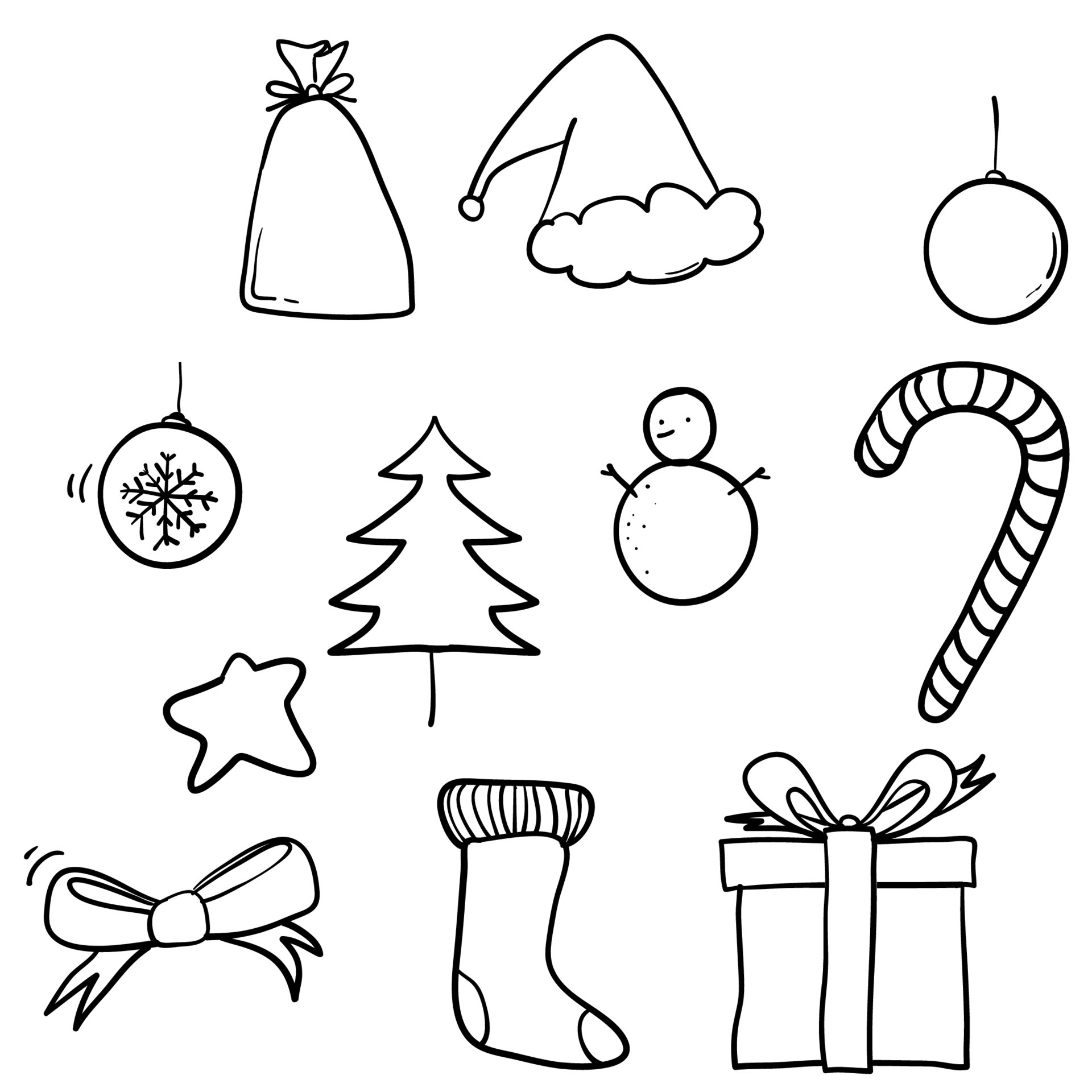 doodle christmas element illustration with hand drawn style vector ...