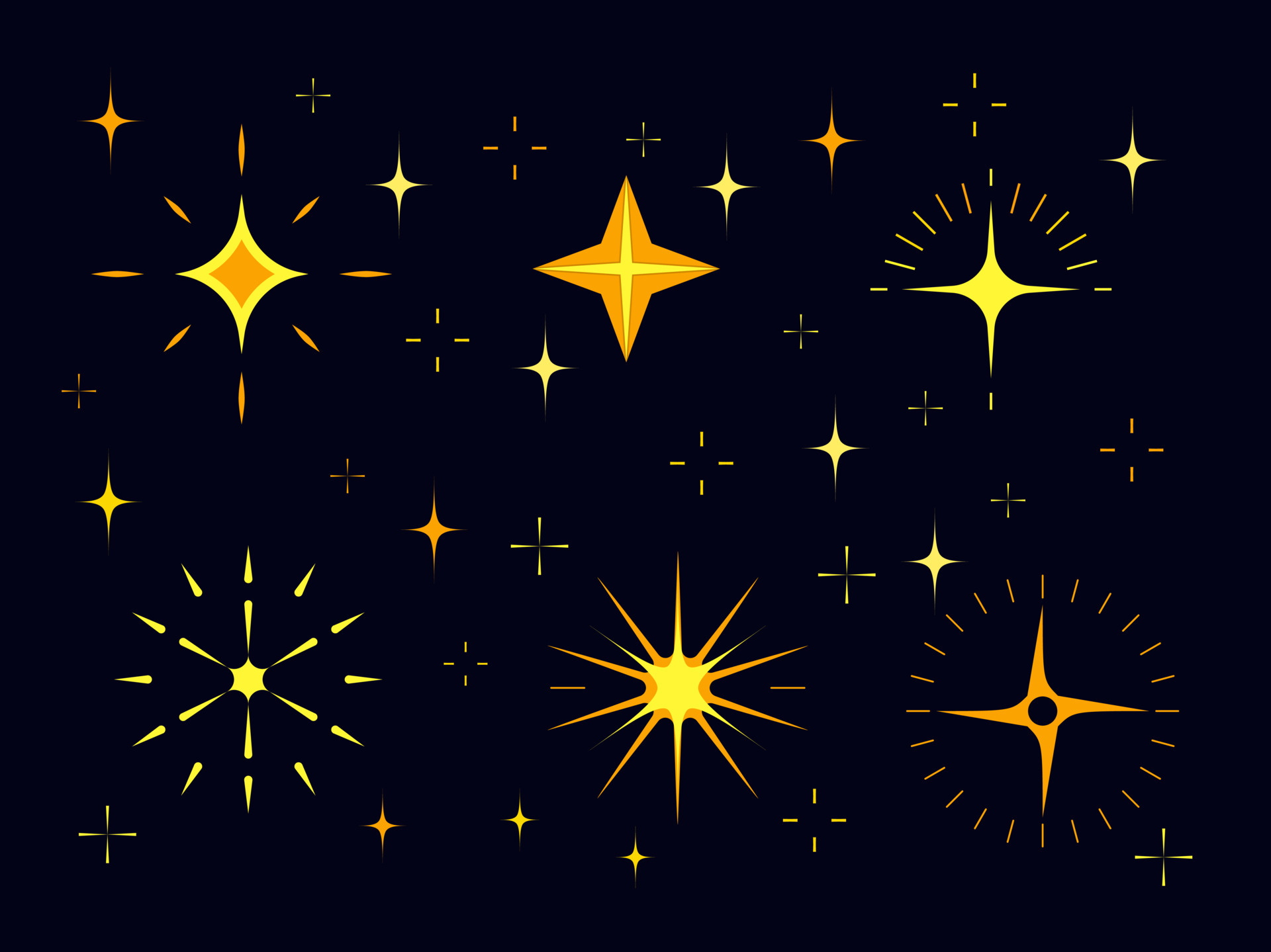 Illustration set of star icon, twinkling, fireworks, sparkling flash, sparkle, cute, elements ...