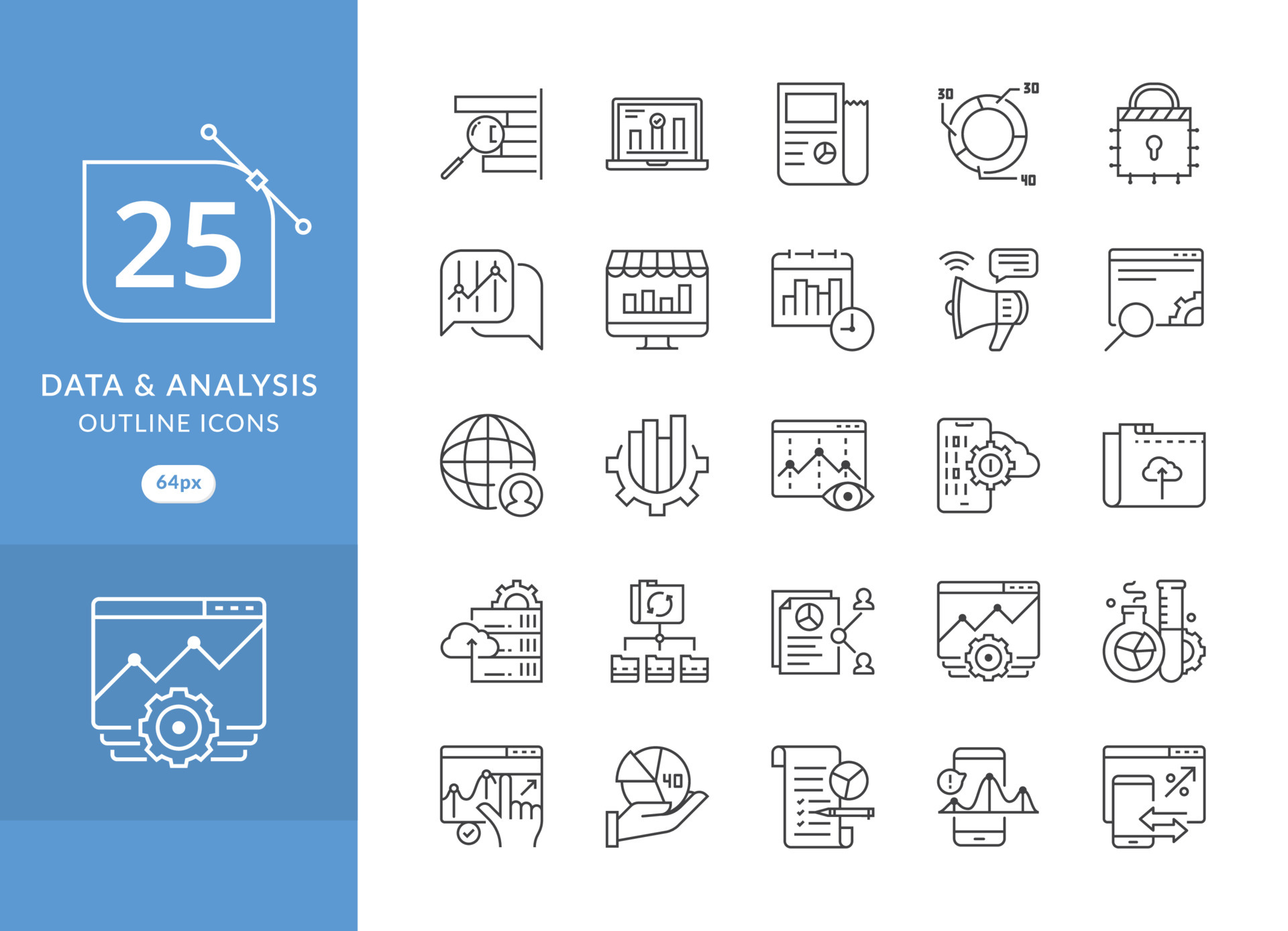 Data and analysis icon set 6788994 Vector Art at Vecteezy
