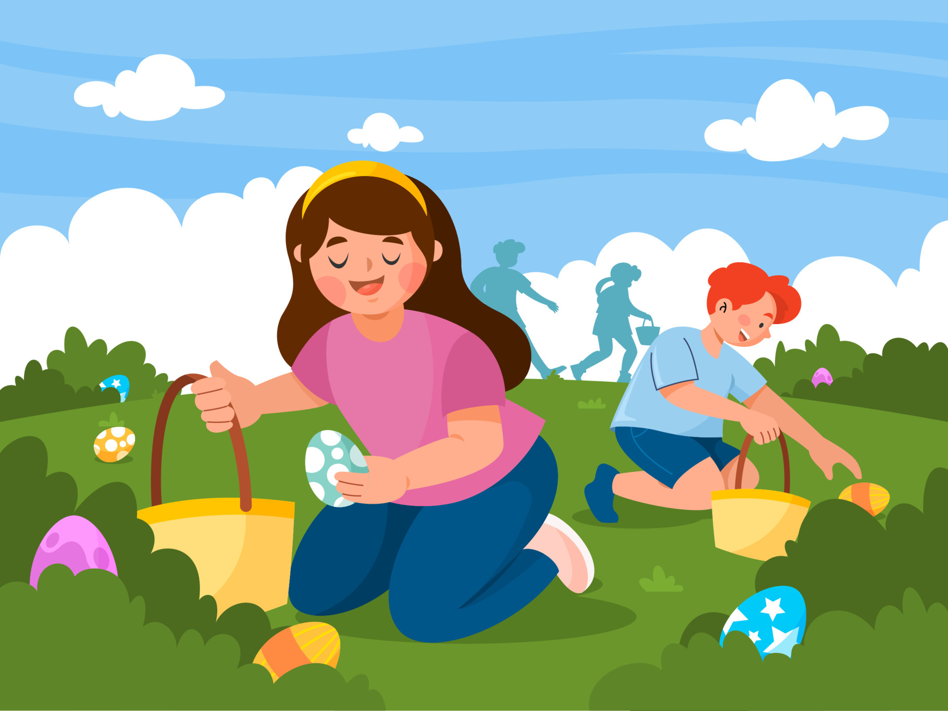 Easter Egg Hunt Concept 6789289 Vector Art At Vecteezy