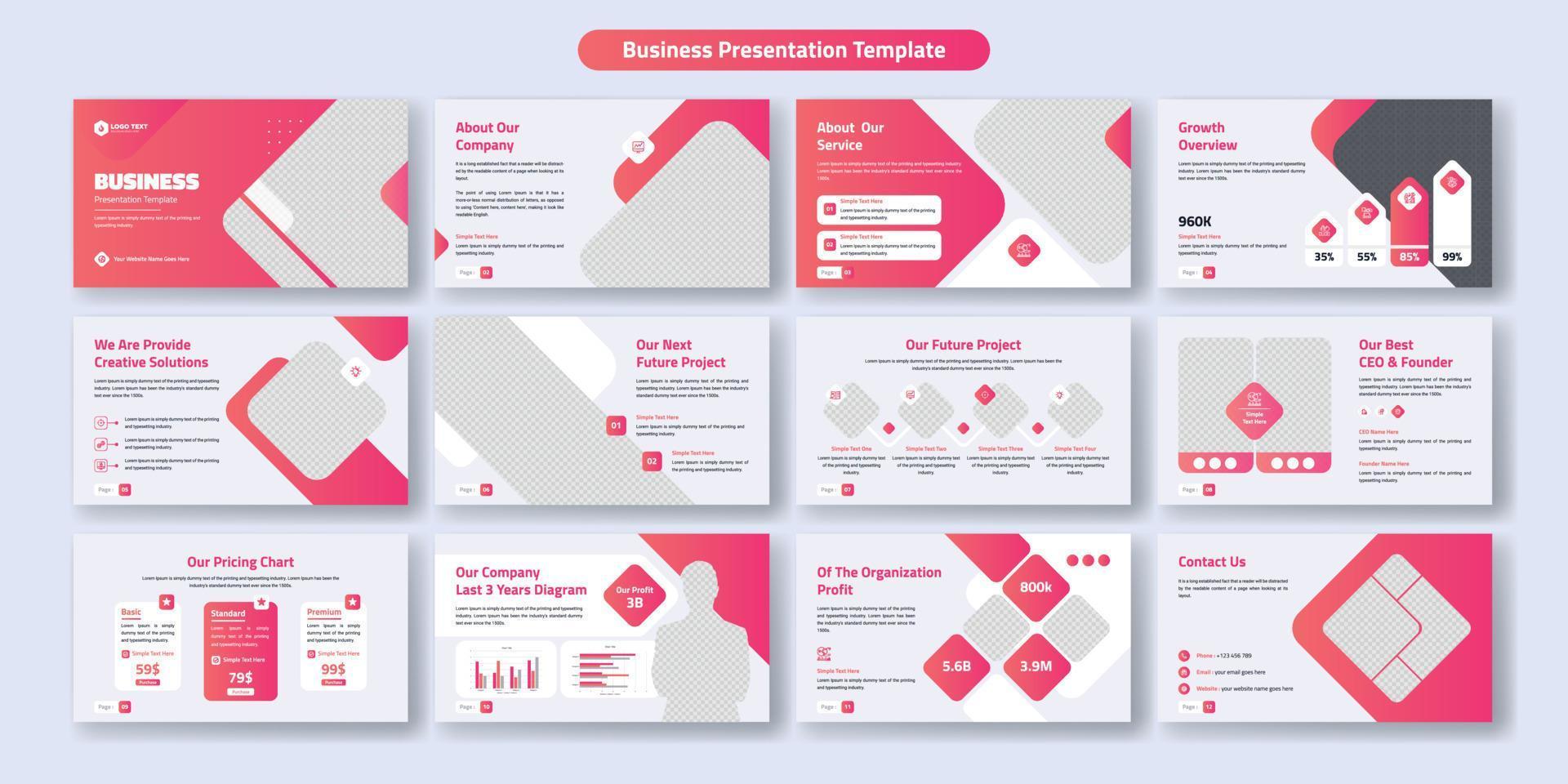Creative business presentation slides template design. Use for modern presentation background ...
