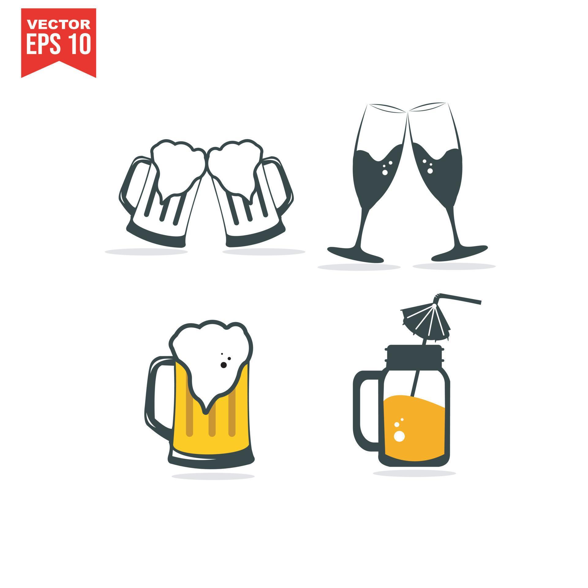 Alcohol And Cocktails Icon Set Collection Of Linear Simple Web Icons Such As Glasses Spirits