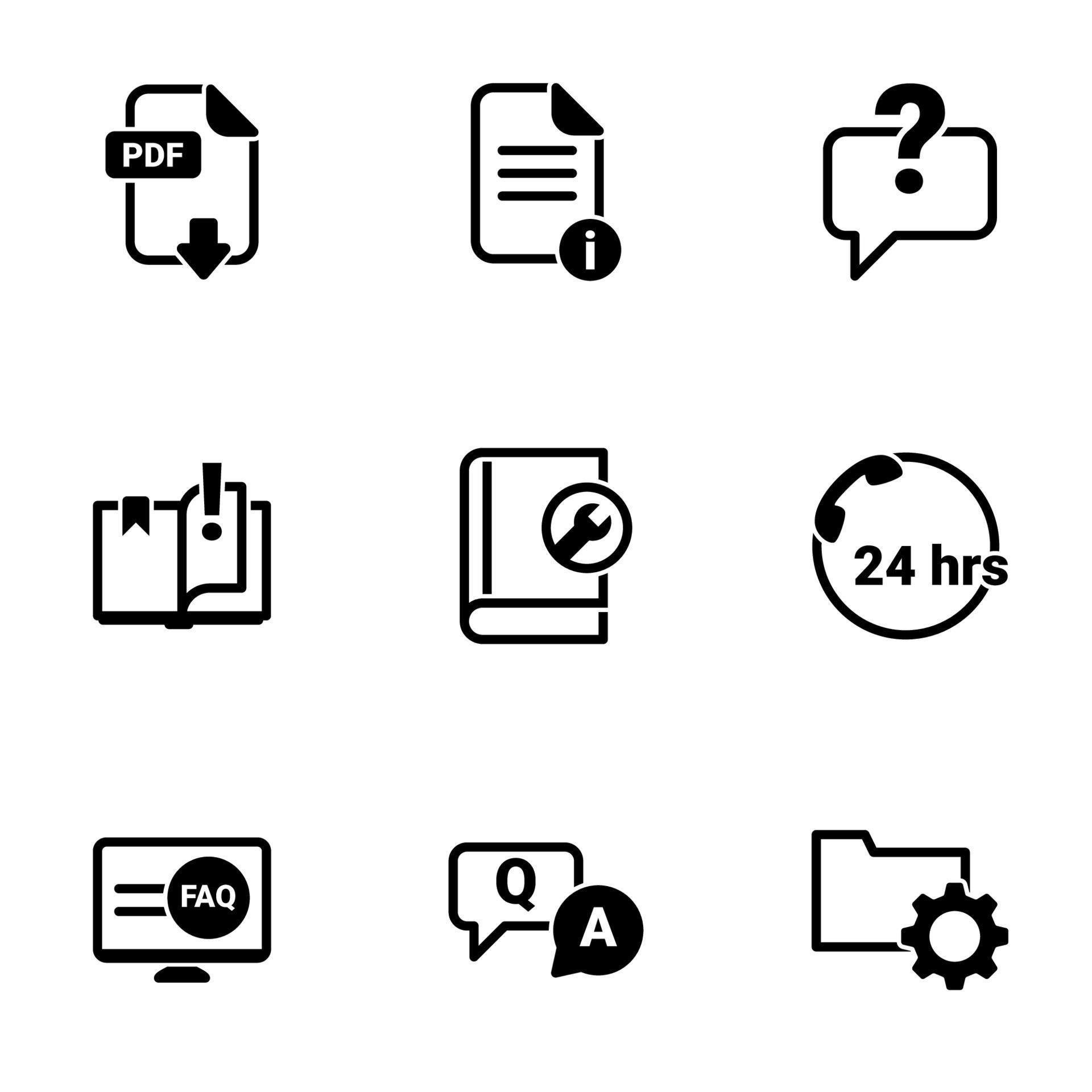 Set of simple icons on a theme manual, vector, design, collection, flat ...