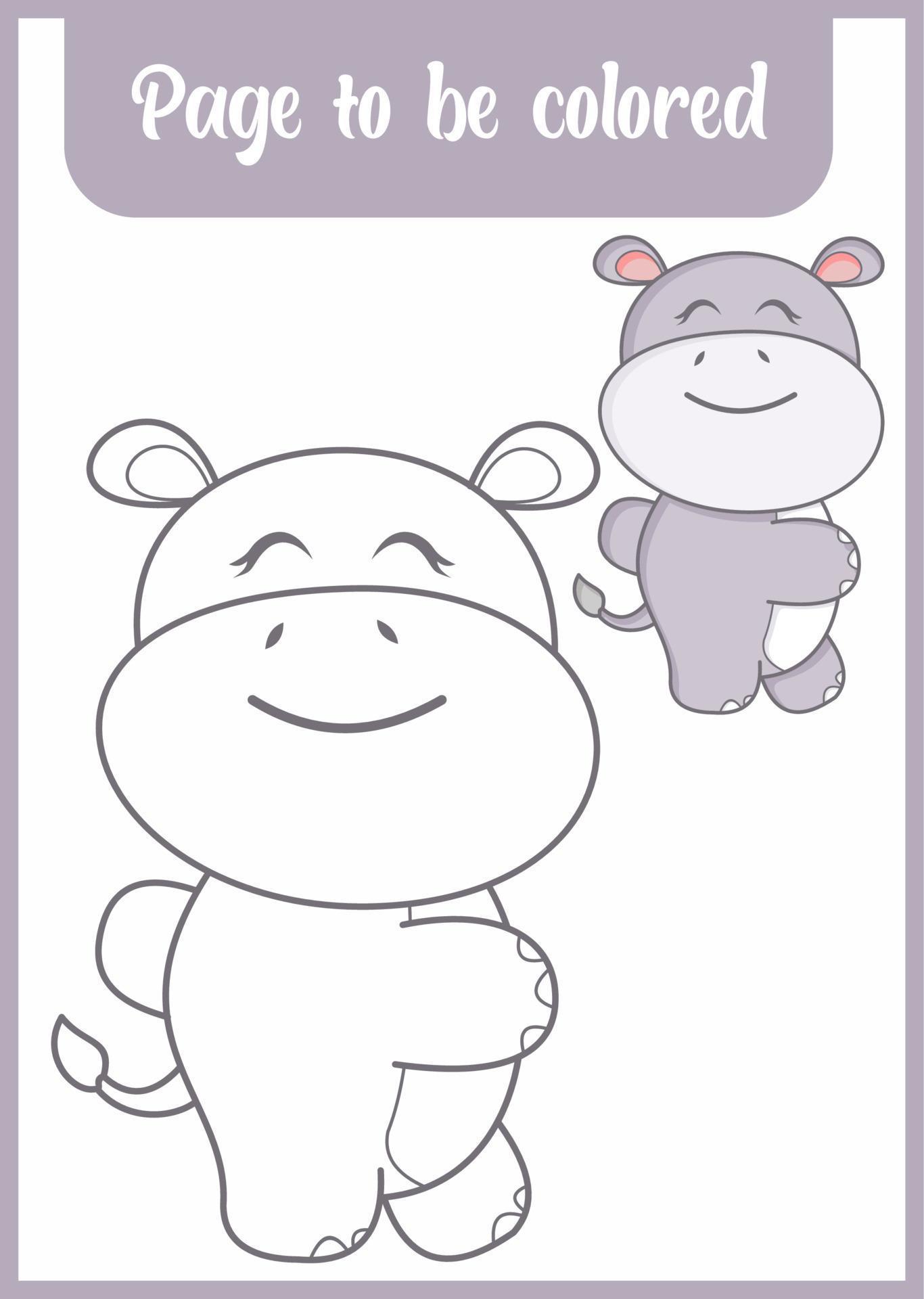 coloring page for kid . cute hippo 6827297 Vector Art at Vecteezy