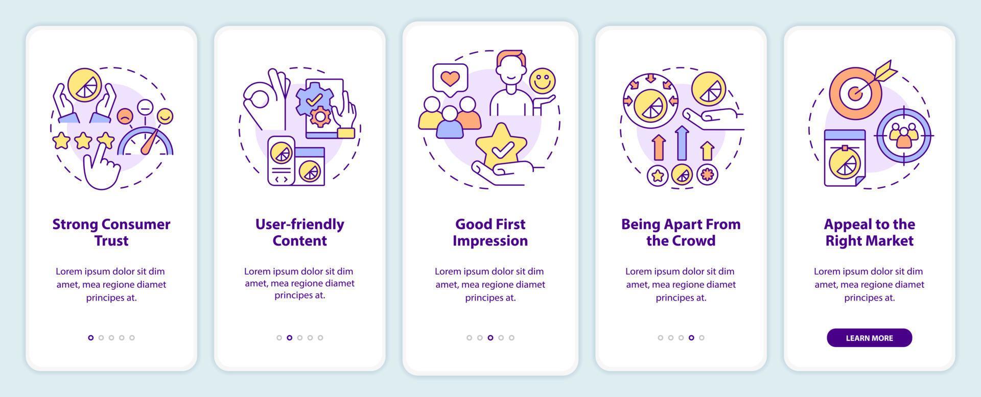 Good design importance onboarding mobile app screen. Business style ...