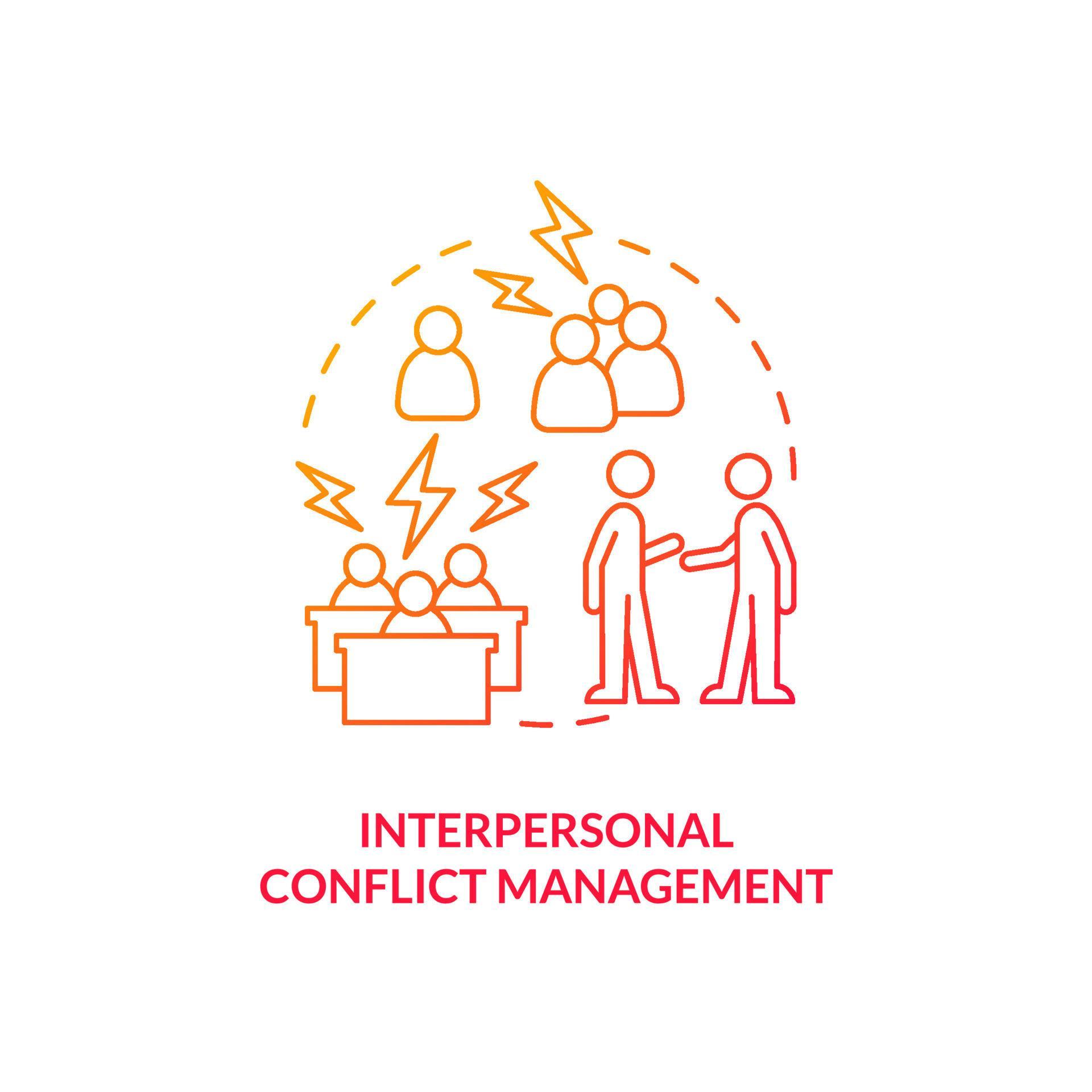 Interpersonal conflict management red gradient concept icon. Skills for ... Interpersonal conflict management red gradient concept icon. Skills for ...