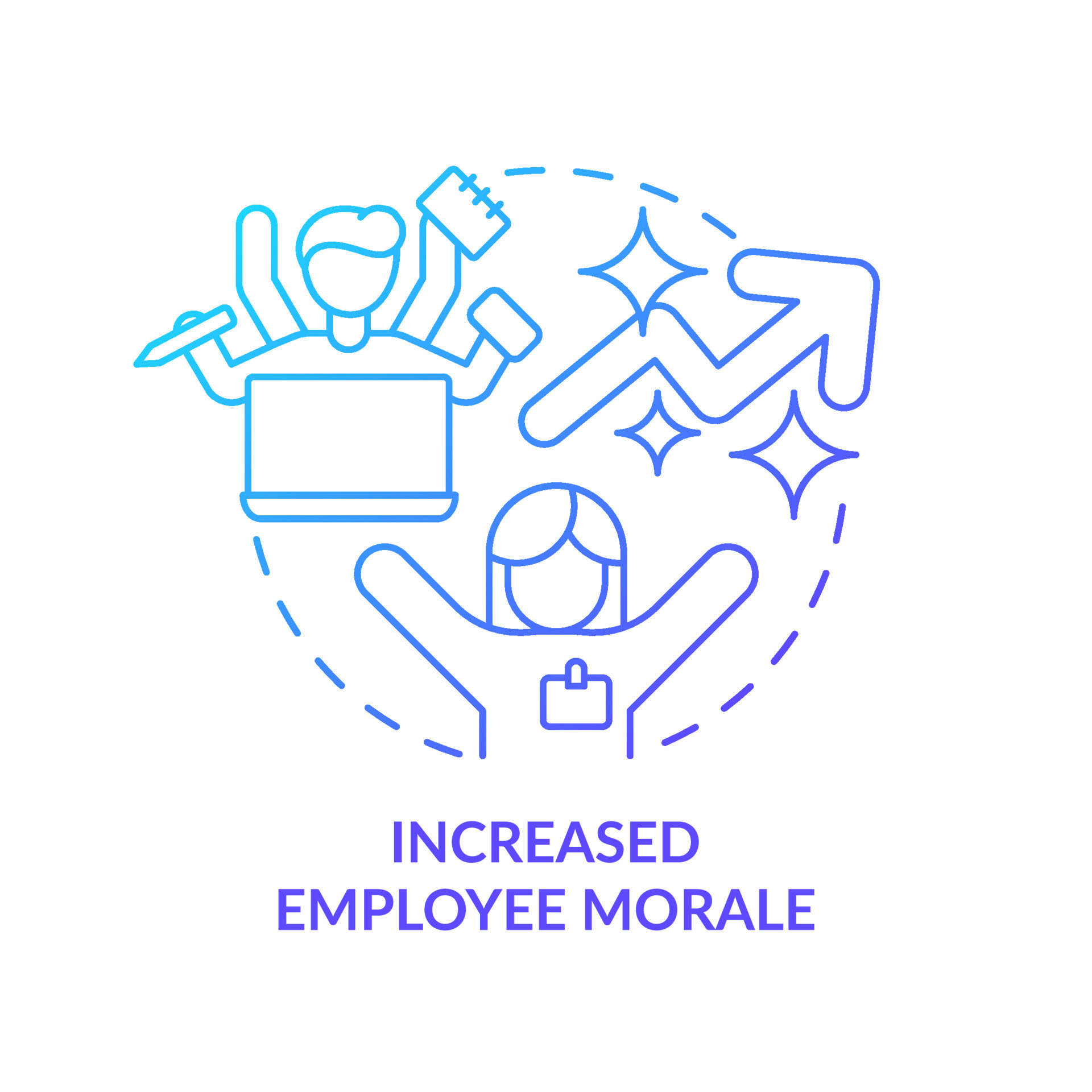 Increased employee morale blue gradient concept icon. Business clarity ... Increased employee morale blue gradient concept icon. Business clarity ...