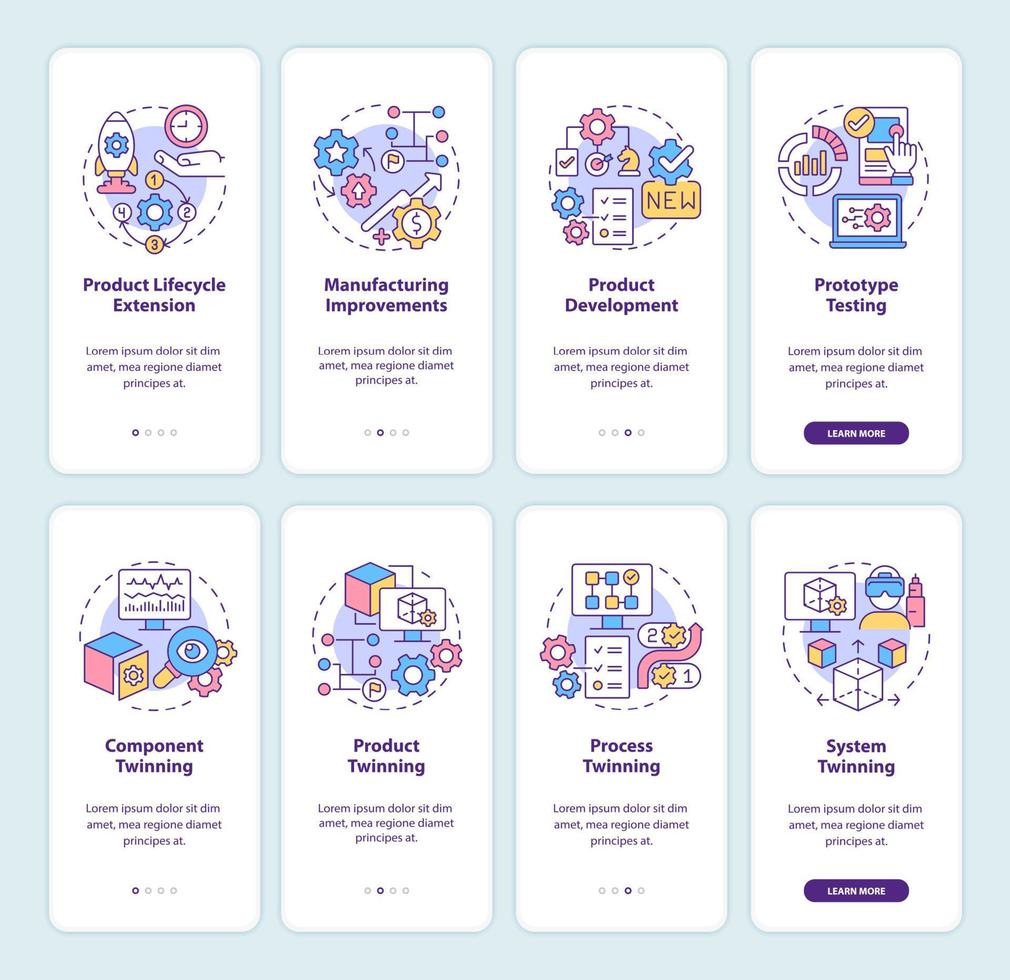 Digital Twin Technology Onboarding Mobile App Screen Set Tasks