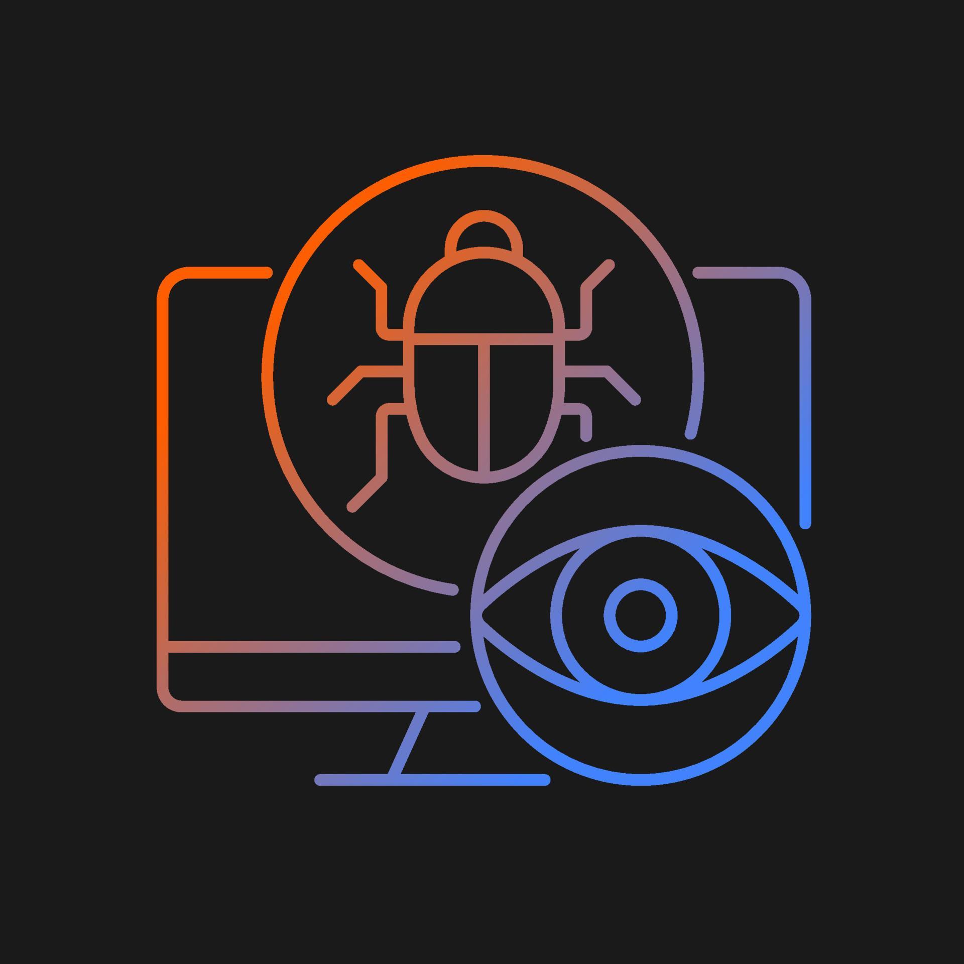 Spyware gradient vector icon for dark theme. Malicious software. Spying ...