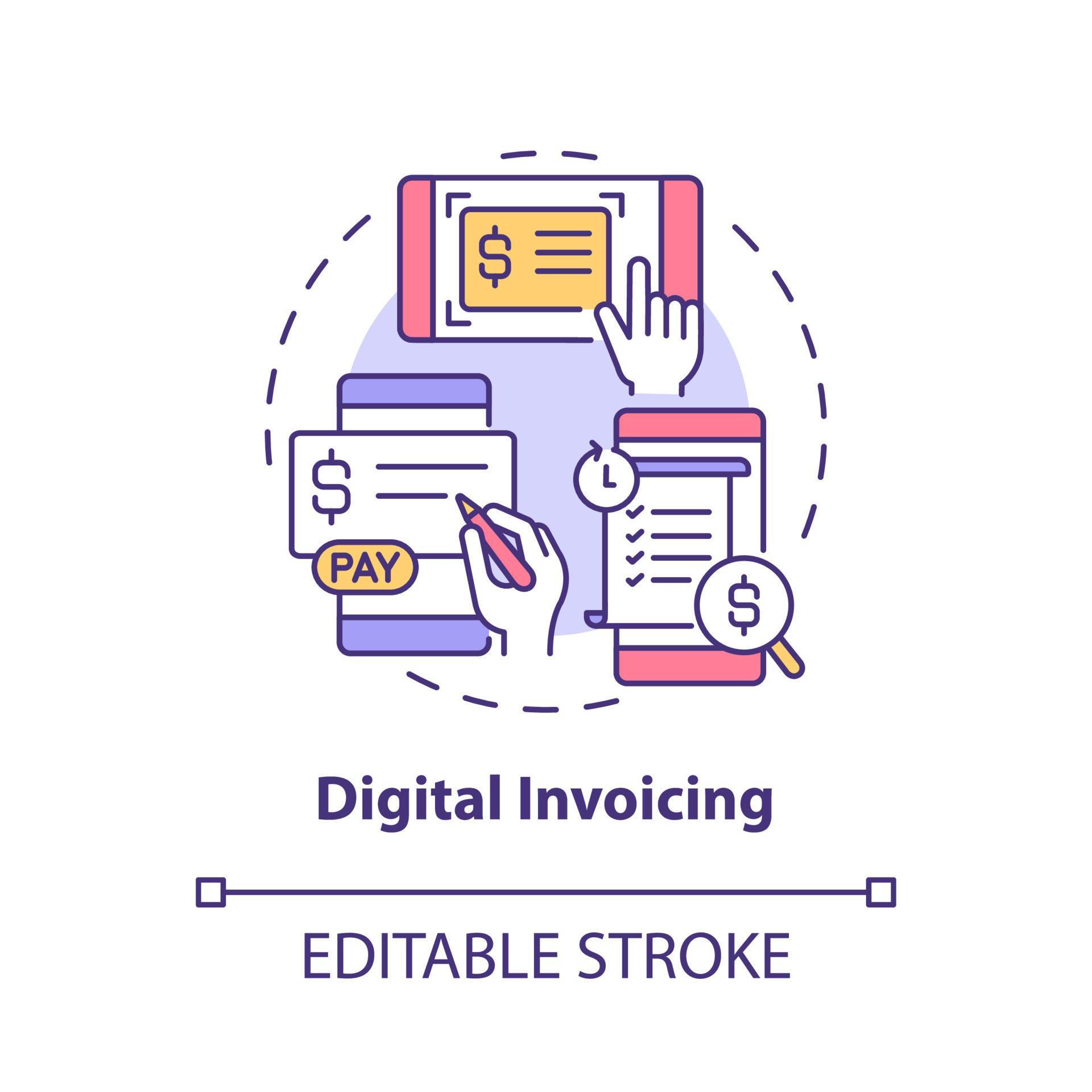 Digital invoicing concept icon. Paperless solution. Touchless system ...