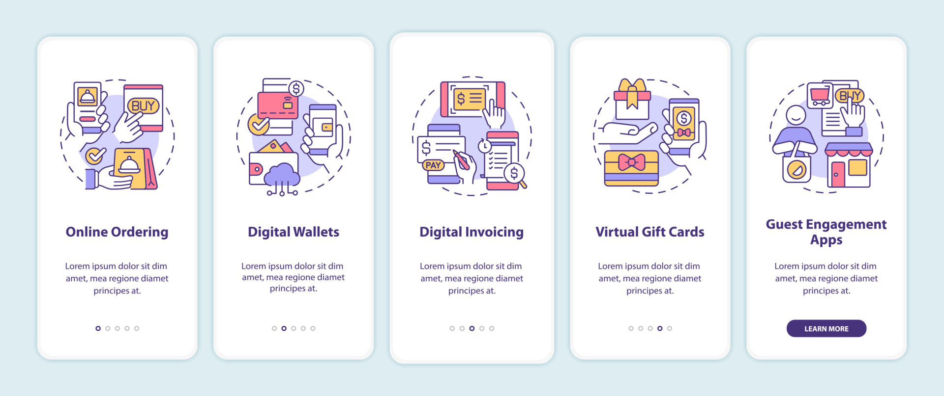 Contactless Solution Examples Onboarding Mobile App Screen Smart Service Walkthrough 5 Steps
