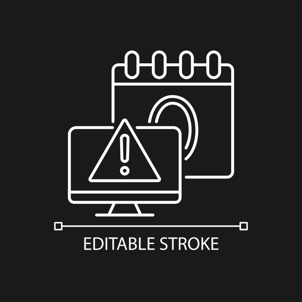 Zero Day Attack White Linear Icon For Dark Theme Vulnerable Software