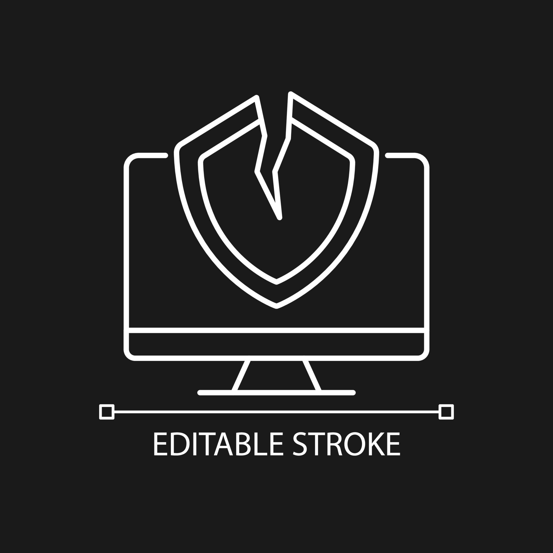 Cybersecurity Vulnerability White Linear Icon For Dark Theme System Flaw Thin Line