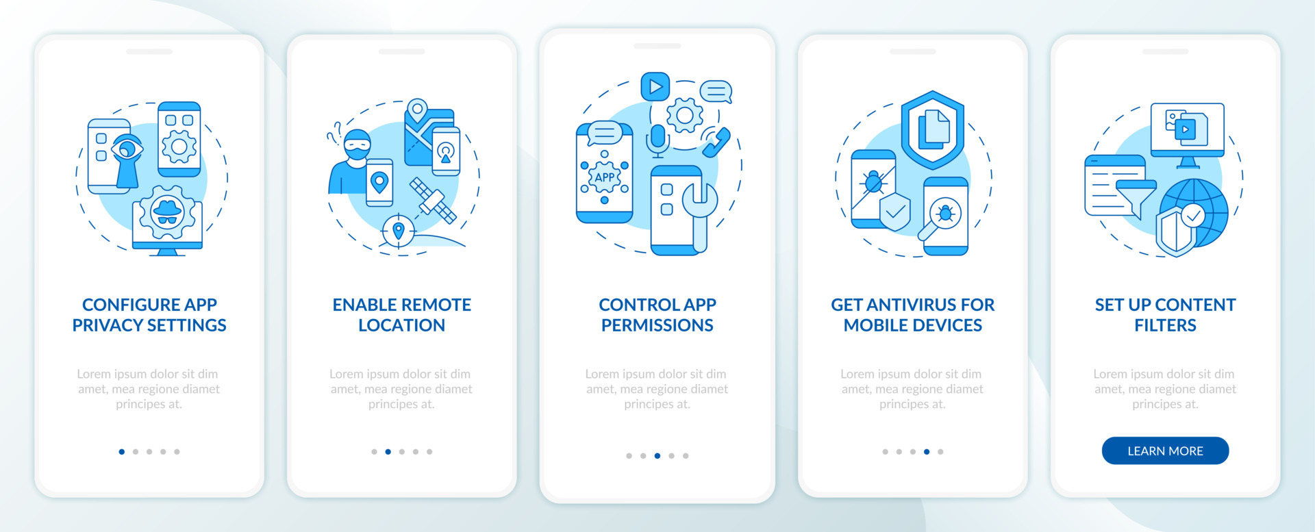 Cyber Privacy Tips Onboarding Mobile App Page Screen Information