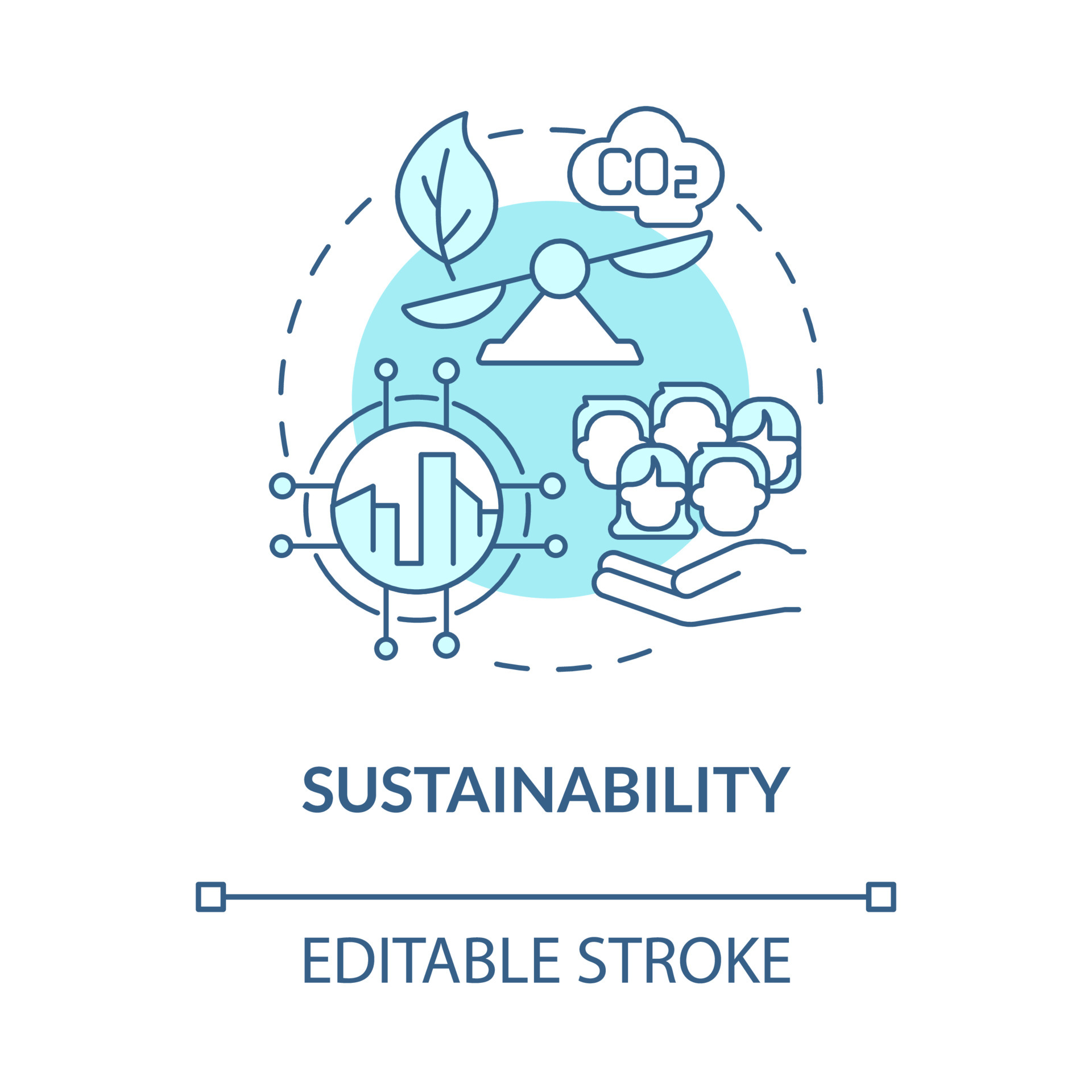 Sustainability Blue Concept Icon Scooter Sharing Benefit Abstract Idea Thin Line Illustration