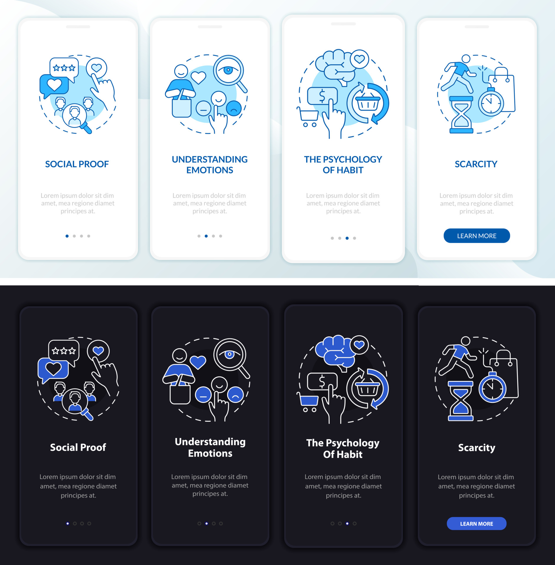 Neuromarketing Canons Onboarding Mobile App Page Screen Social Proof Walkthrough 4 Steps