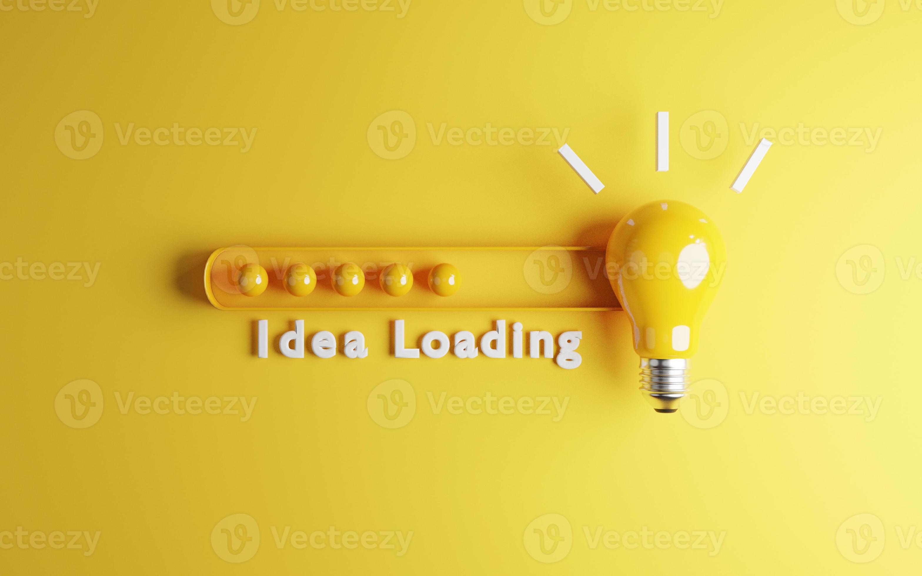 Yellow lightbulb with download bar or loading idea business concept and progress by 3d render ...
