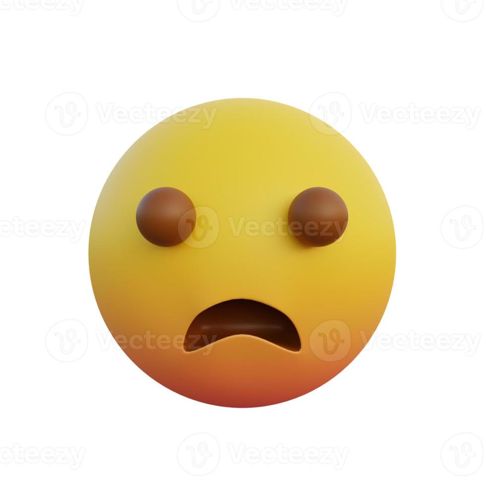 3d Illustration Emoticon Expression Frowning Face With Open Mouth