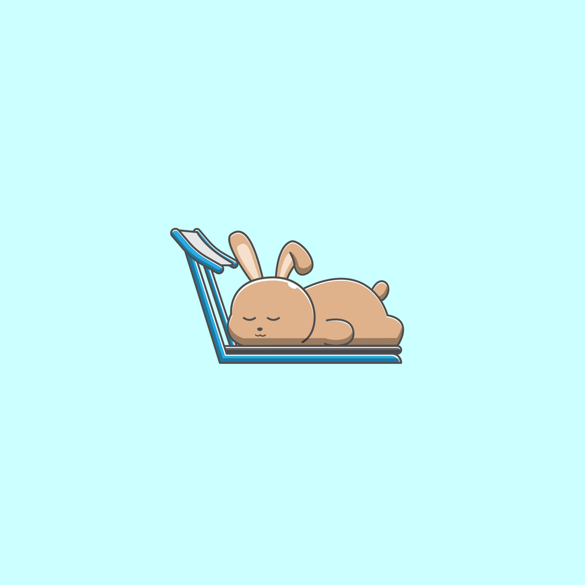 rabbit sleeping on a treadmill 6864749 Vector Art at Vecteezy