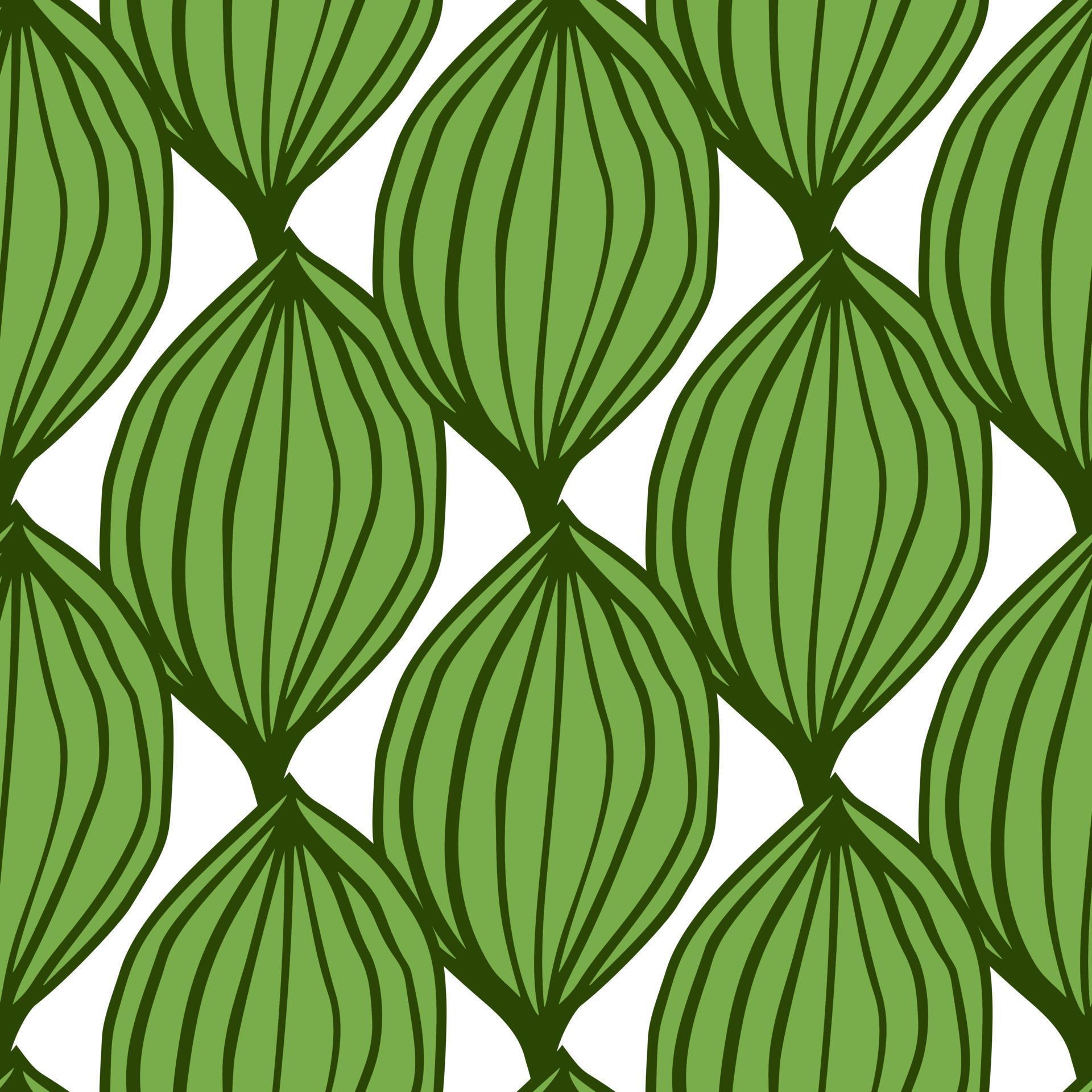 Exotic Outline Leaves Seamless Pattern Abstract Floral Background