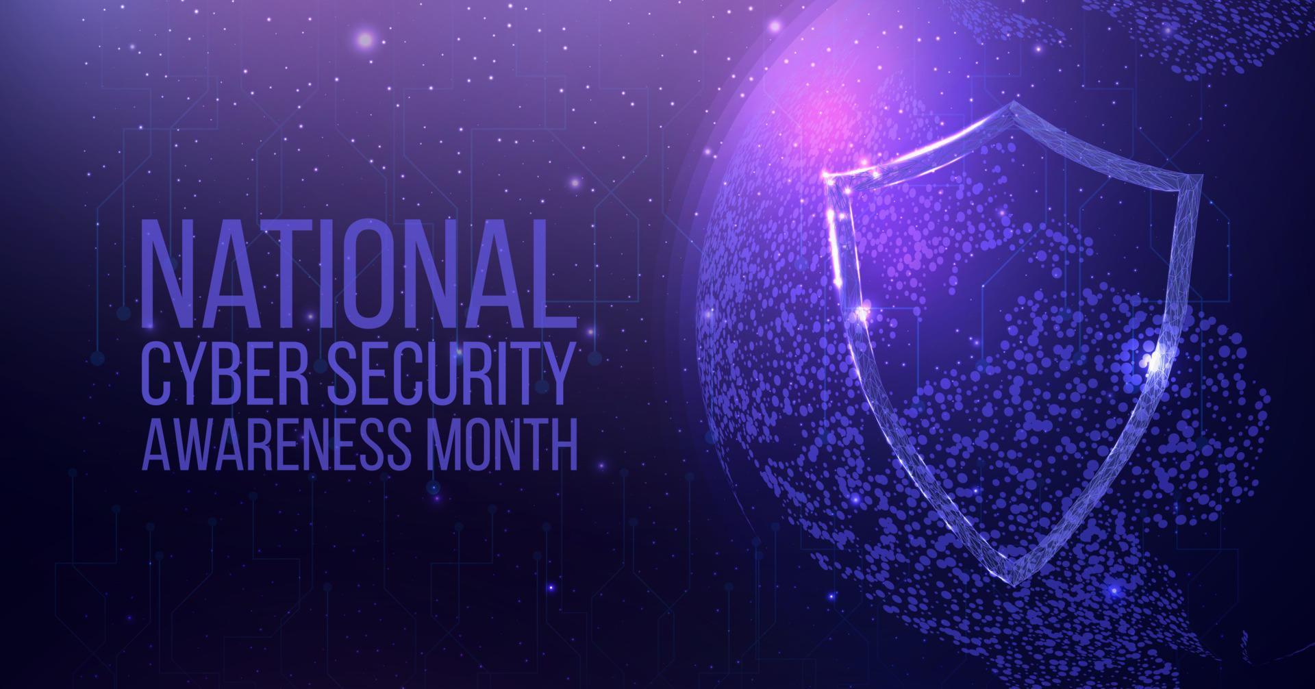 National Cyber Security Awareness Month Wireframe Polygonal Shield