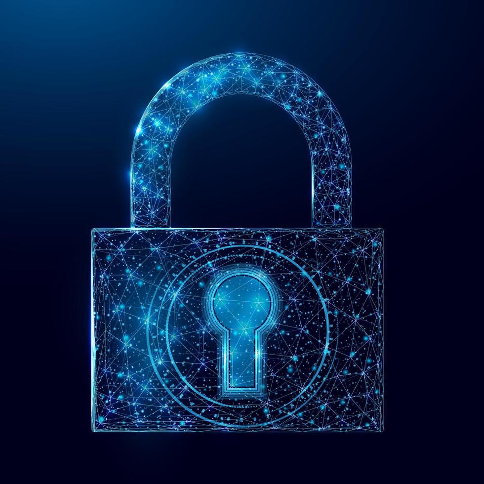Padlock wireframe polygonal. Internet technology network, business idea ...