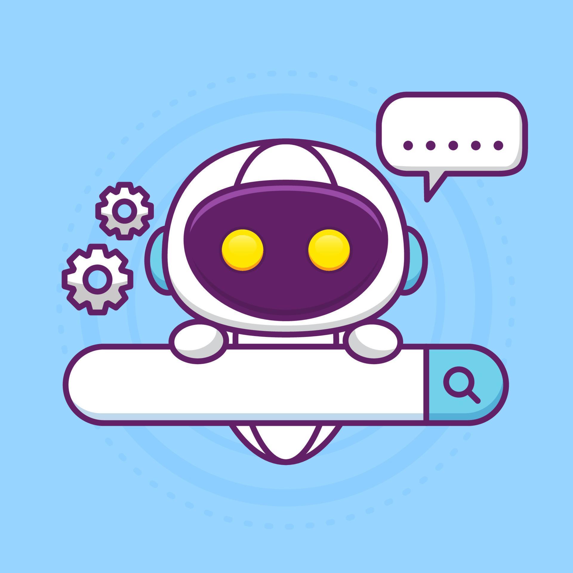 search engine optimization with cute robot 6879632 Vector Art at Vecteezy
