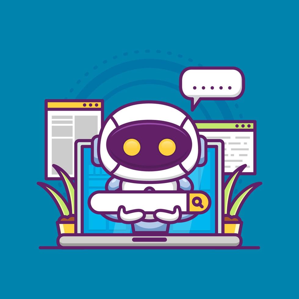 search engine optimization with cute robot 6879662 Vector Art at Vecteezy