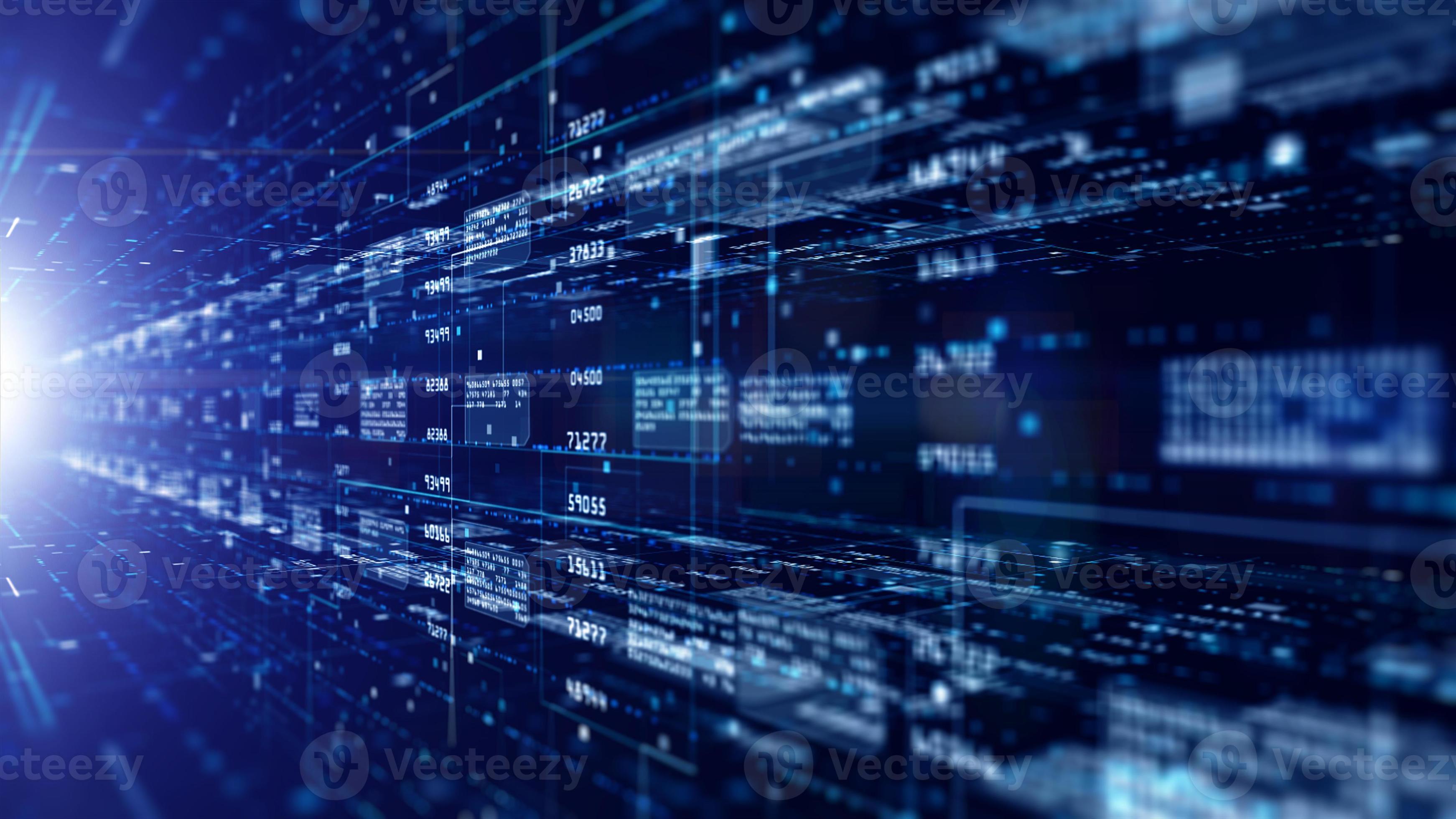 Digital cyberspace with particles and digital data network connections ...