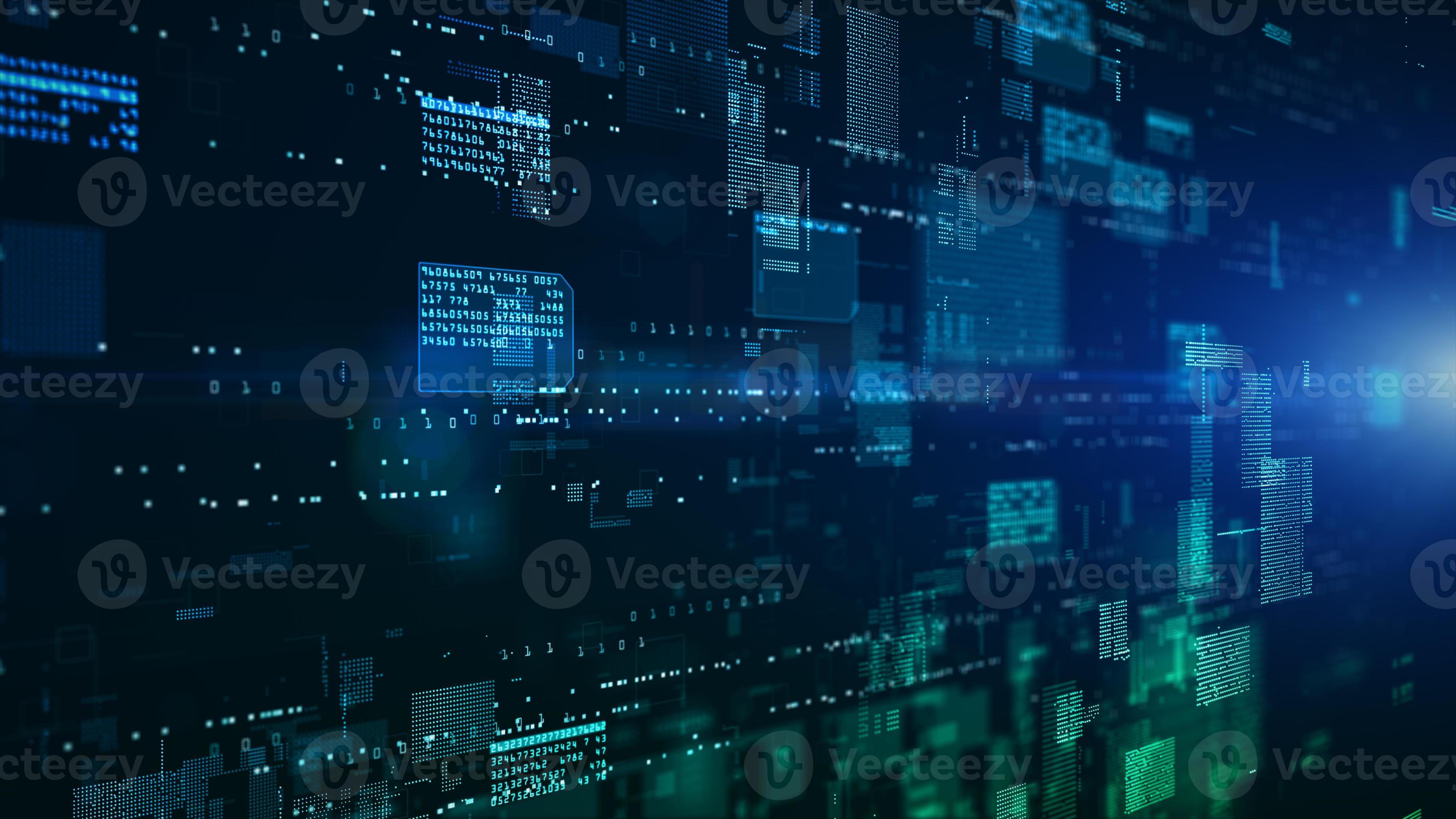 Digital Cyberspace with Particles and Digital Data Network Connections ...