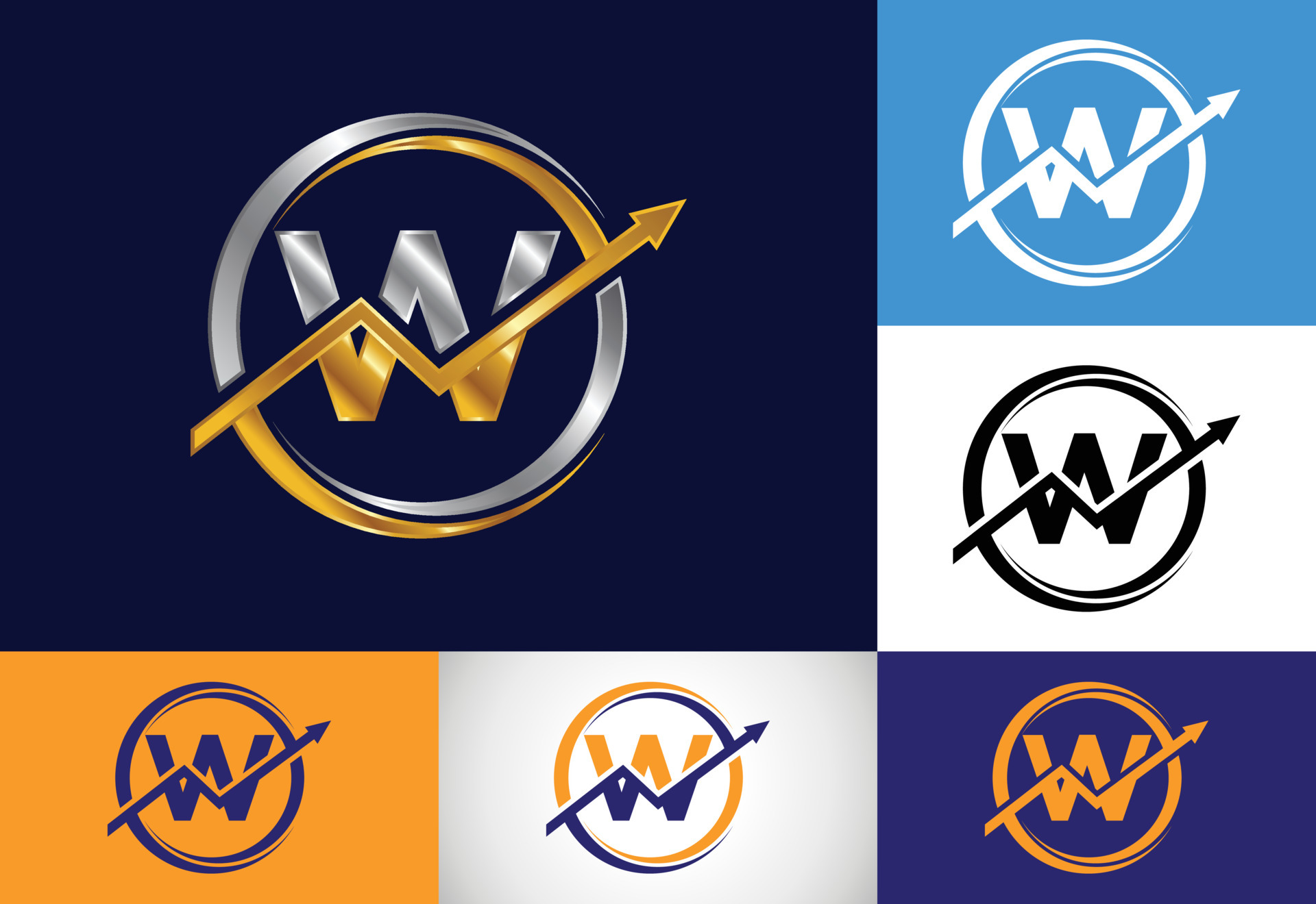 Initial W monogram alphabet symbol design incorporated with the arrow ...