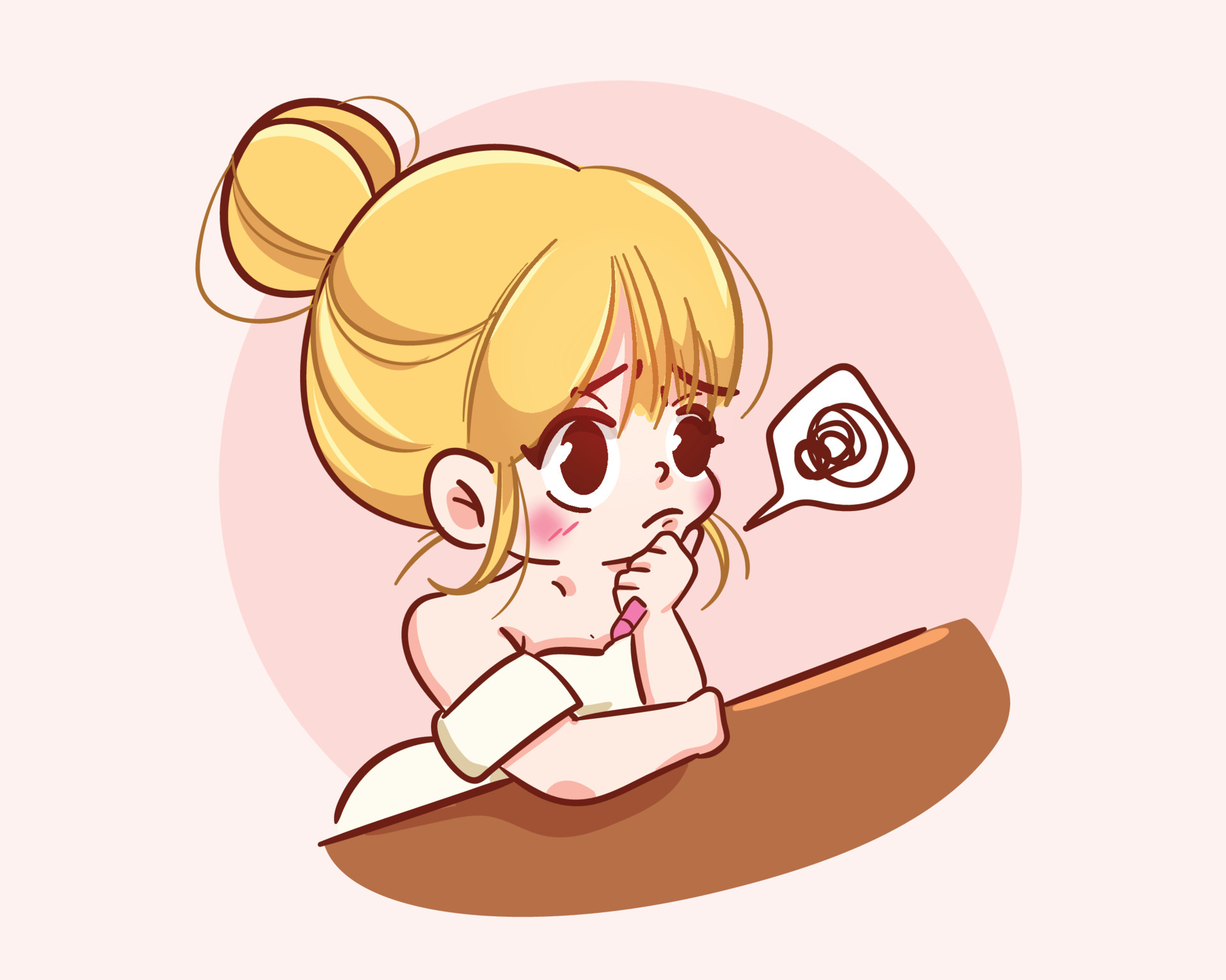 Cute Thinking Girl Cartoon Cute Thinking Girl Cartoon