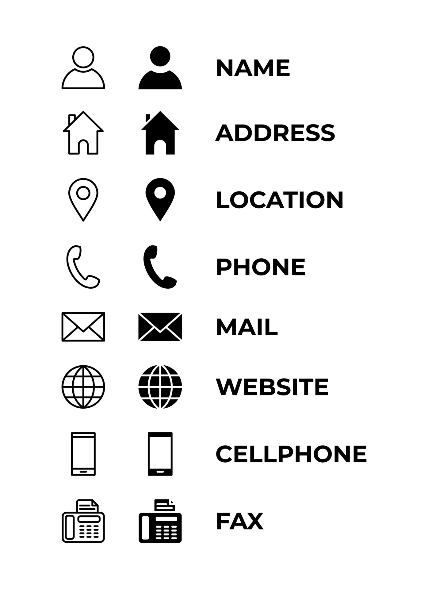 Set of Business Card Vector Icon 6899190 Vector Art at Vecteezy