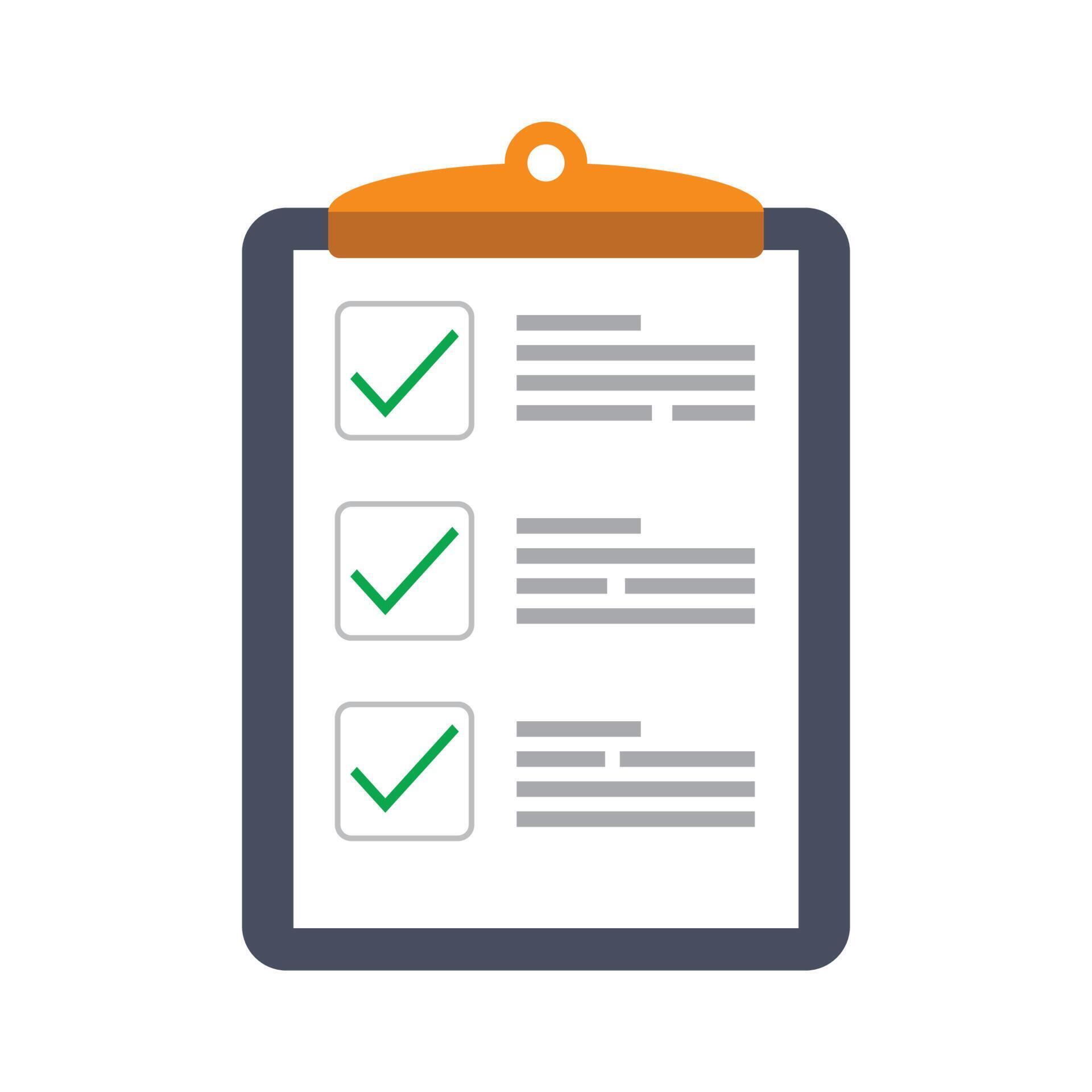 Clipboard and check marks. Flat style design vector illustration ...