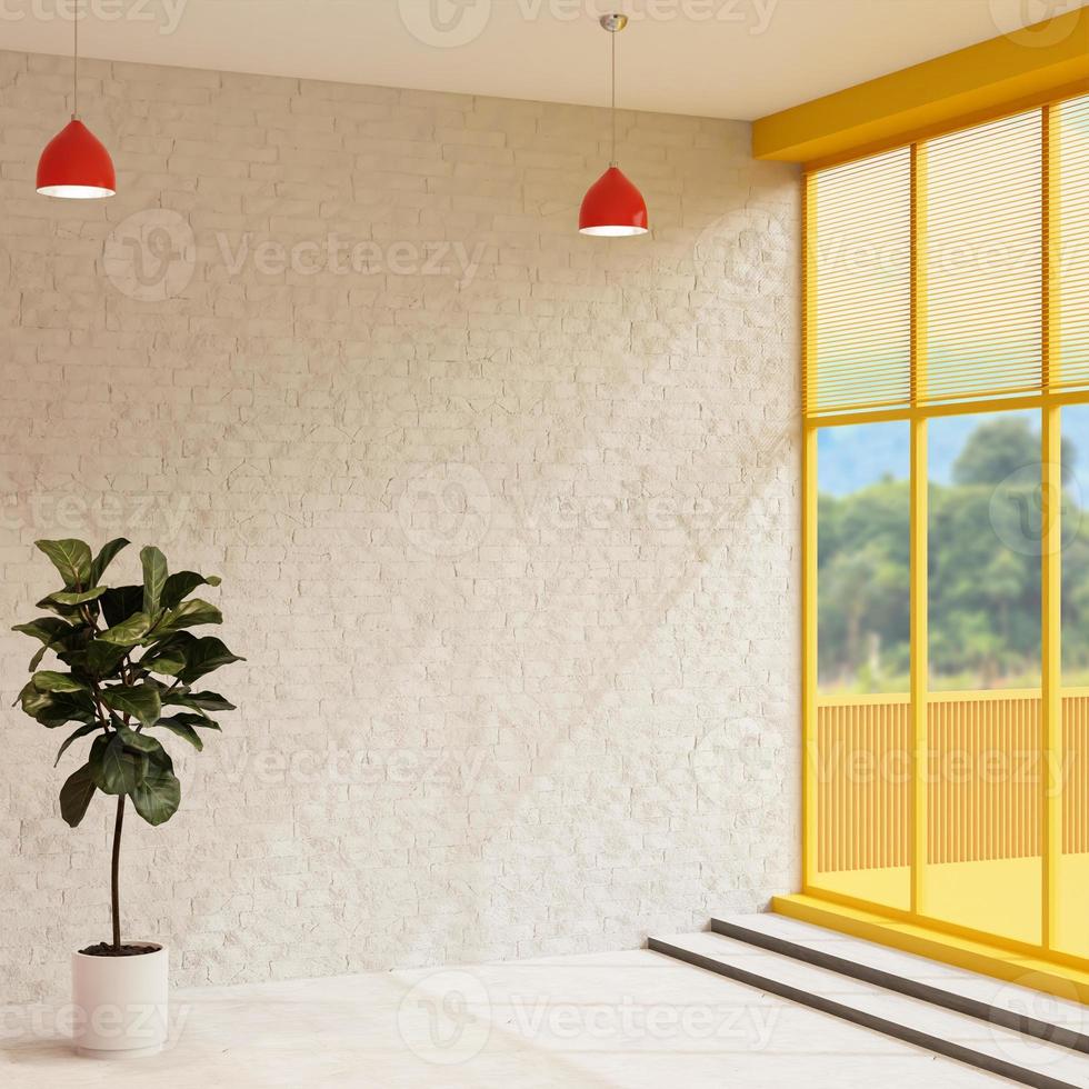 The interior design of empty room and living room modern style with ...