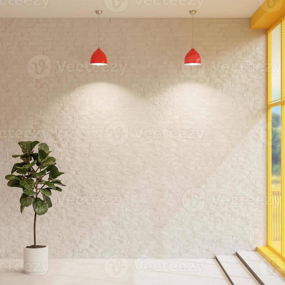 The interior design of empty room and living room modern style with ...