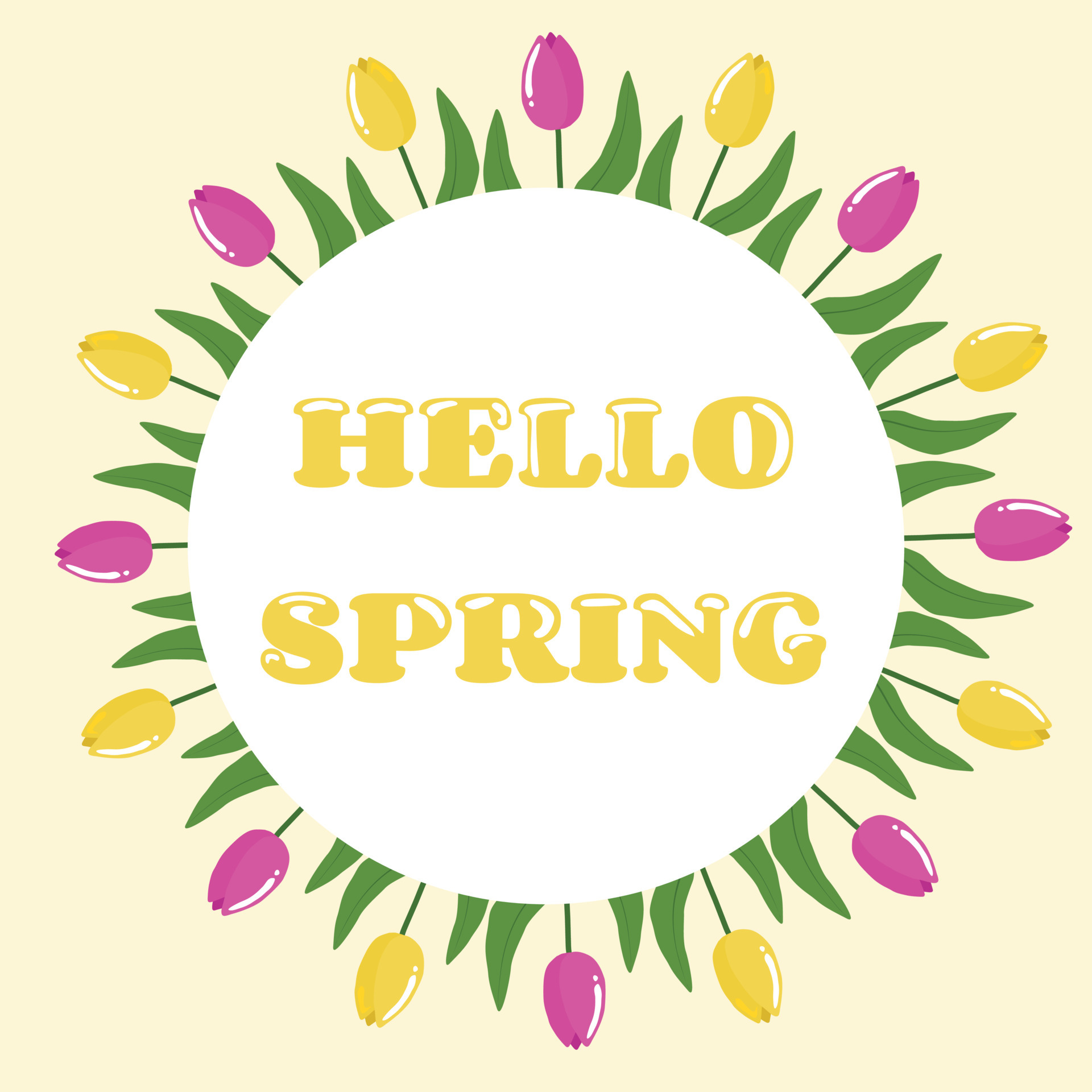 Cute Poster Hello Spring Tulip Frame 6920878 Vector Art at Vecteezy