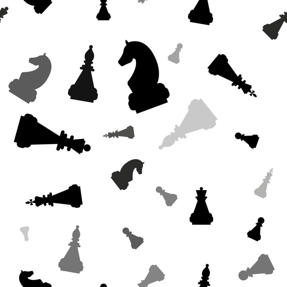Seamless pattern with chess pieces in different shades of gray and ...
