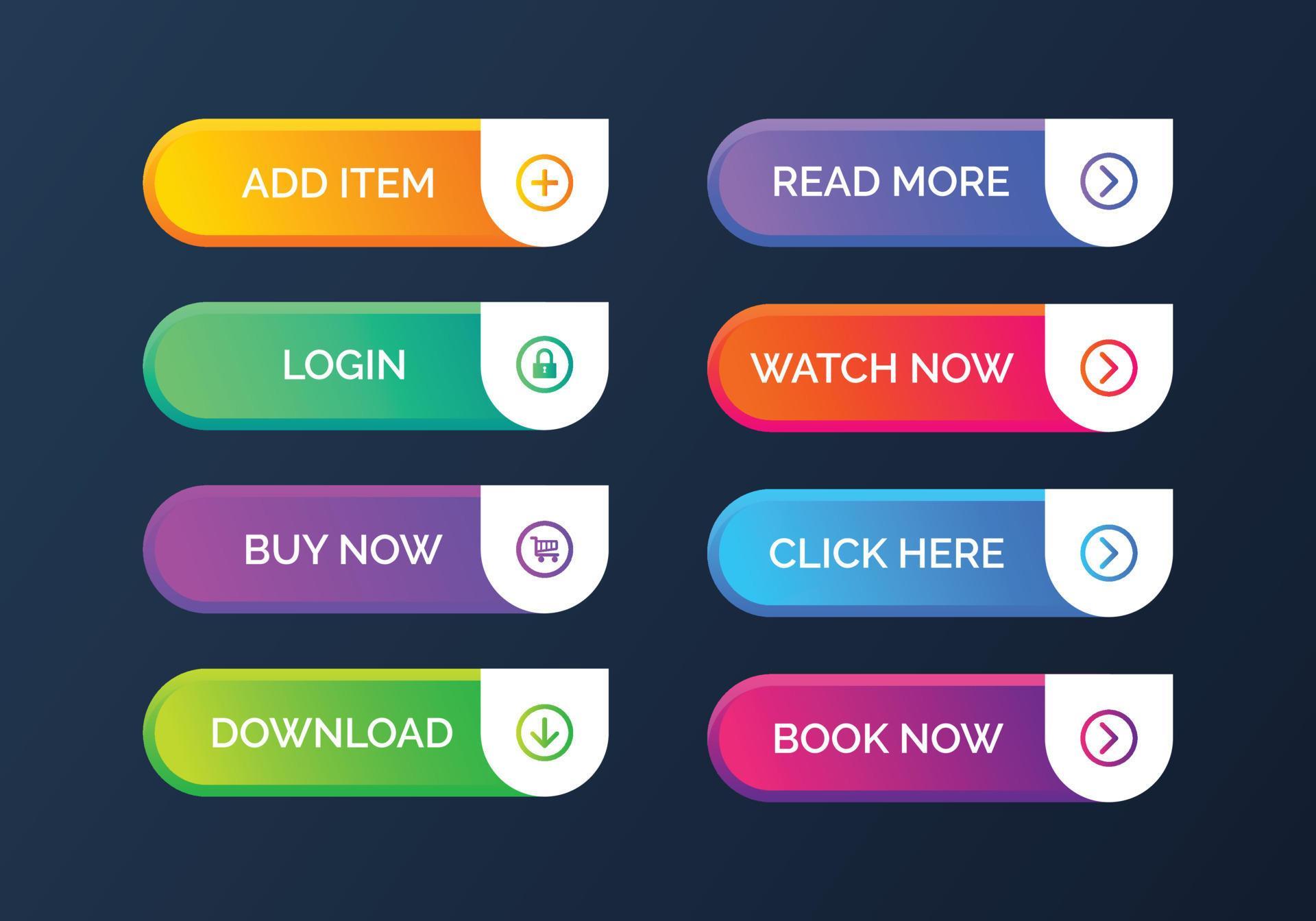 Modern Rounded Web Interface Buttons Set 6926067 Vector Art at Vecteezy