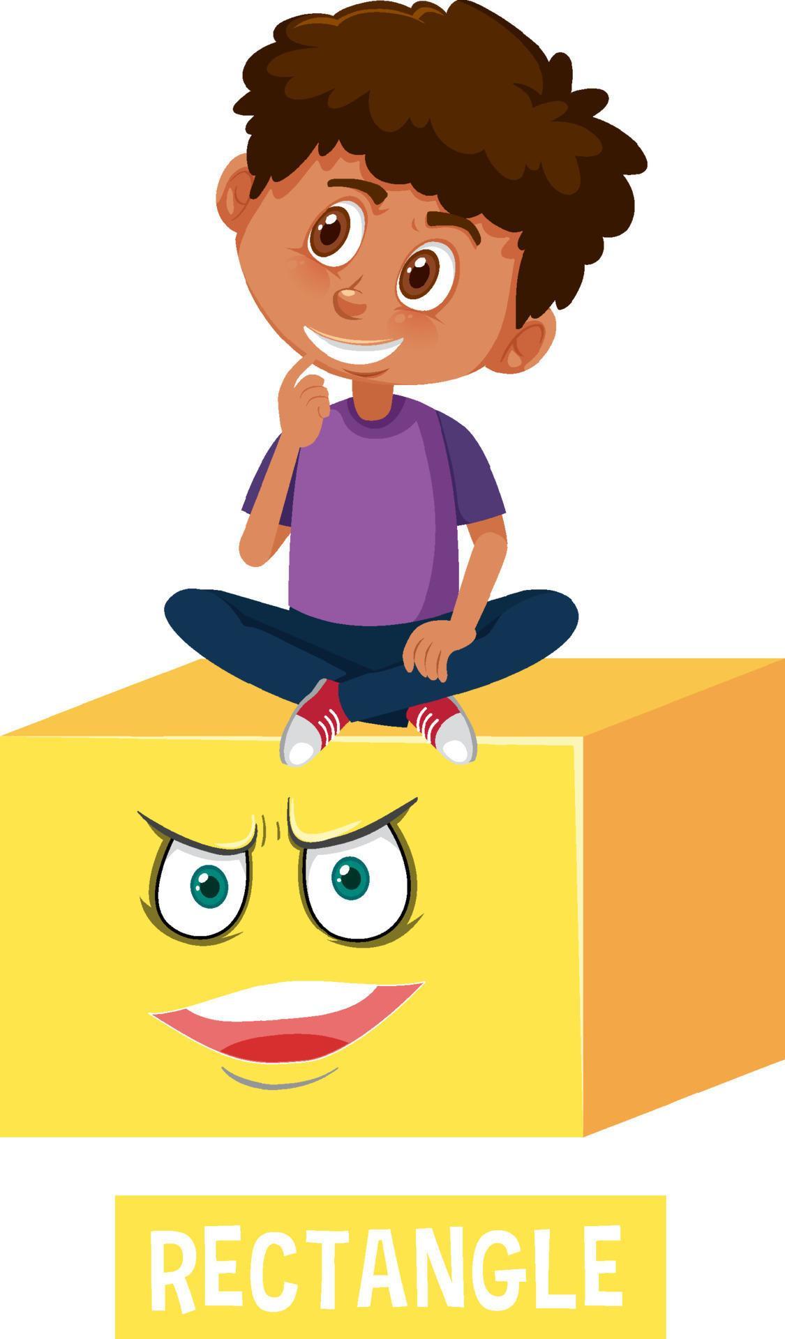 A boy standing on rectangle shape 6928026 Vector Art at Vecteezy
