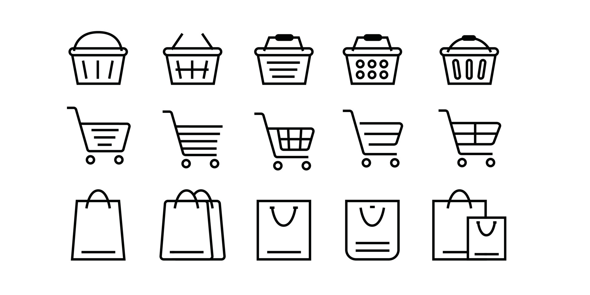 Set of shopping cart icons. Collection of web icons for online store ...