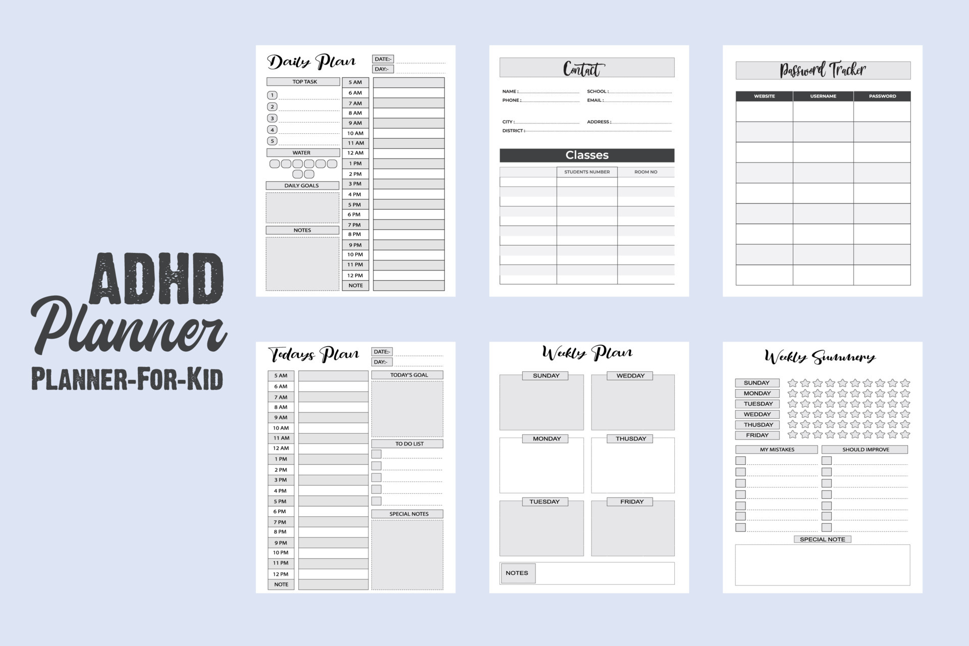 ADHD Planner for Kids 6943568 Vector Art at Vecteezy