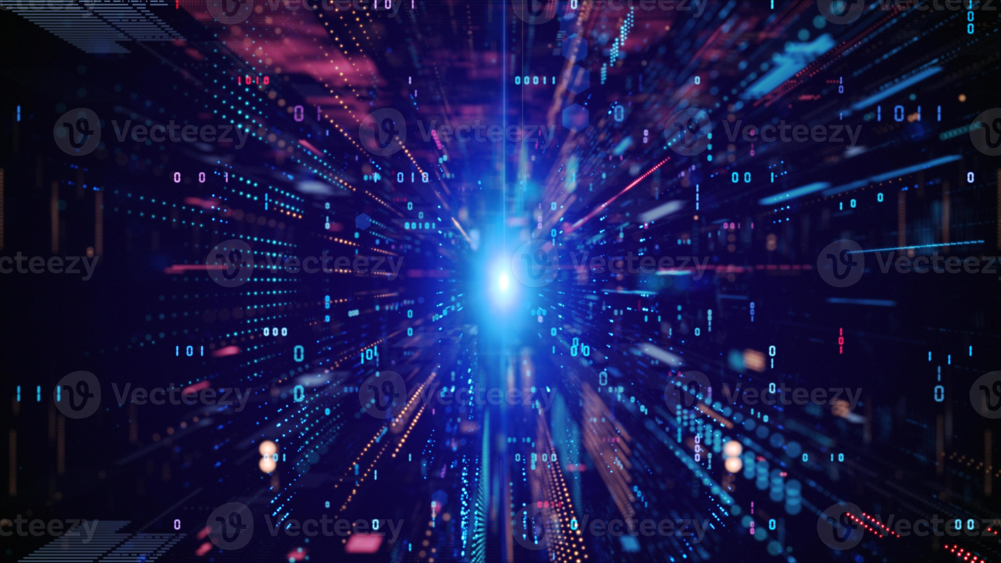 Digital Cyberspace With Particles And Digital Data Network Connections High Speed Connection