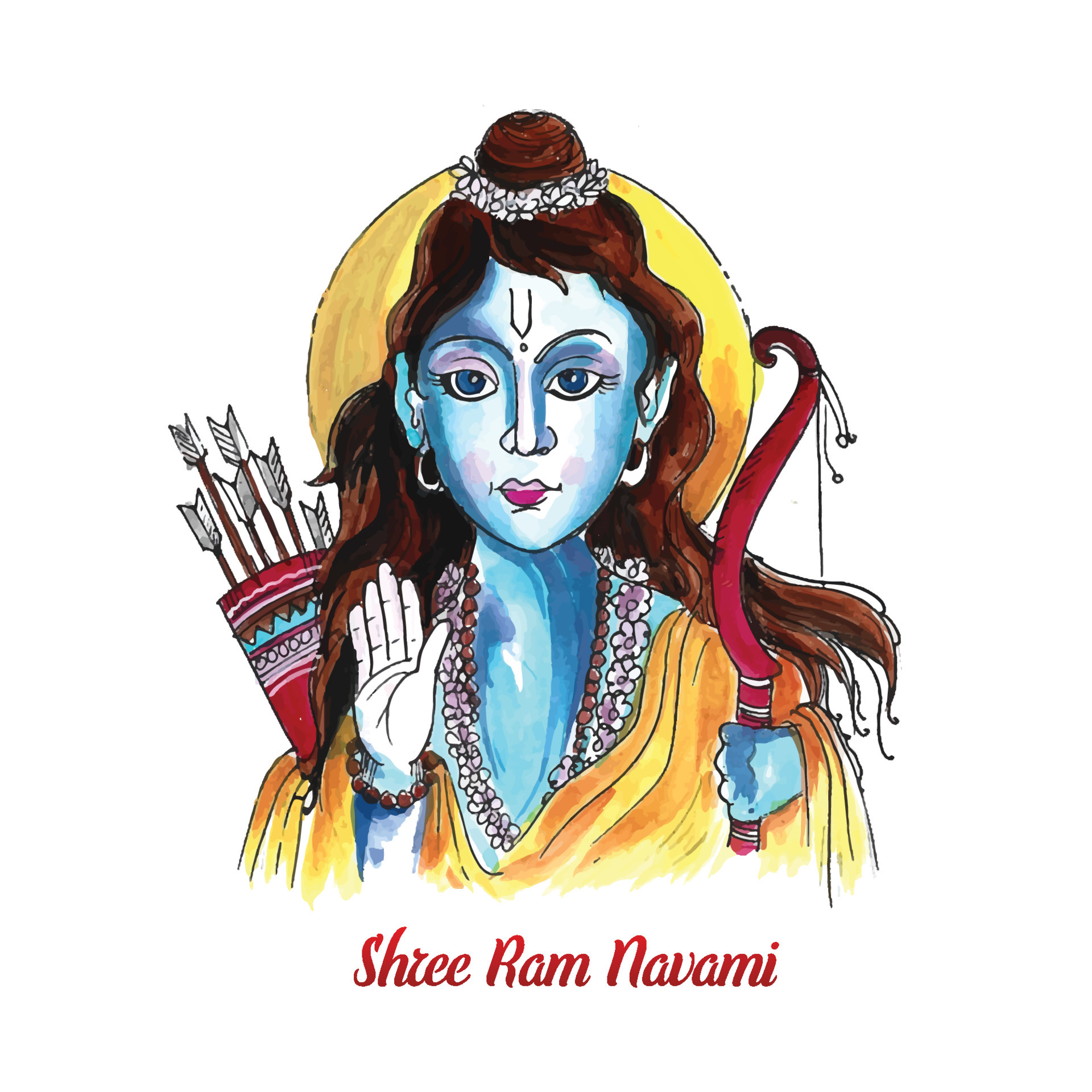 Shri ram navami festival bow and arrows watercolour card design 6974870 ... Shri ram navami festival bow and arrows watercolour card design 6974870 ...